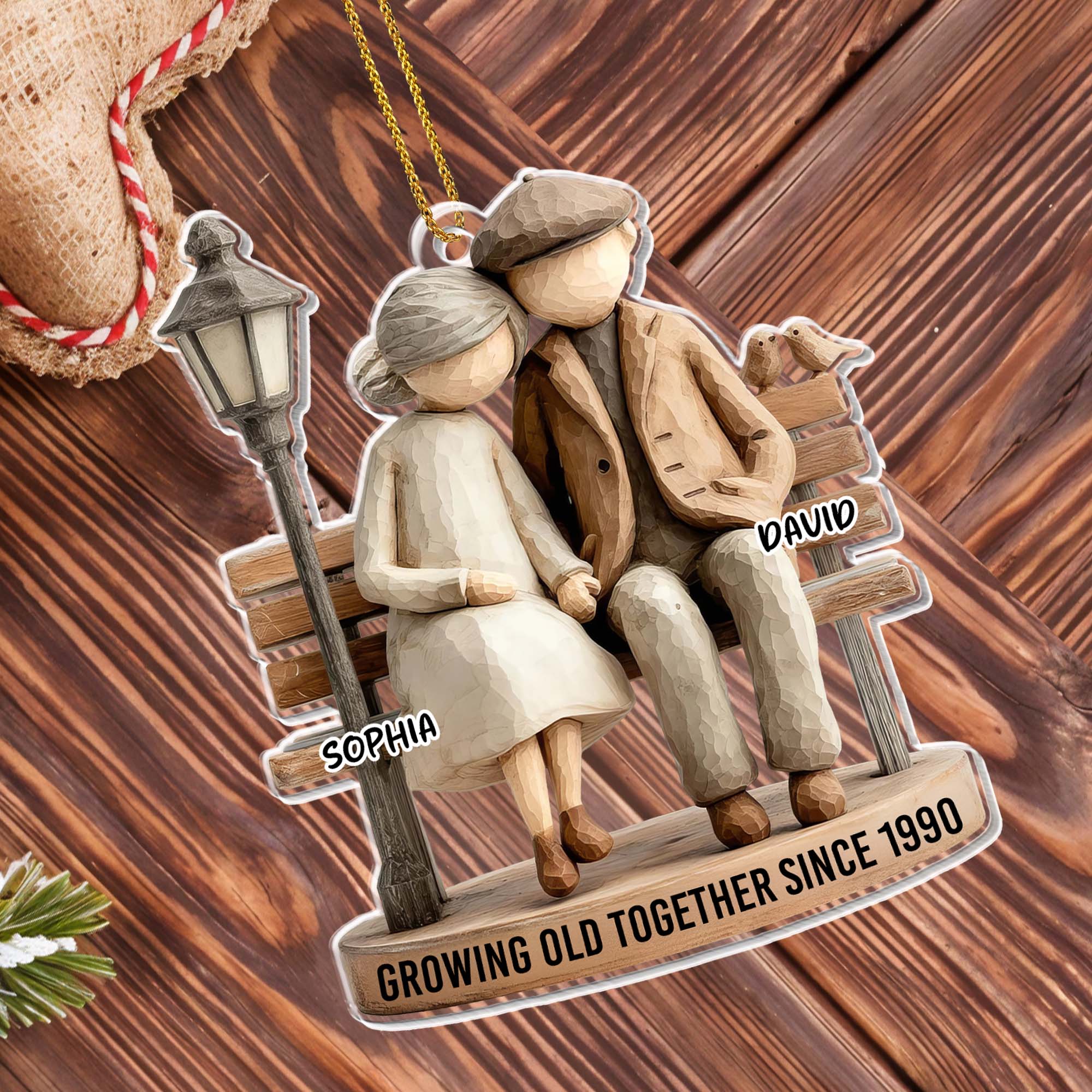 Growing Old Together, Elderly Couple On A Bench, Custom Acrylic ...