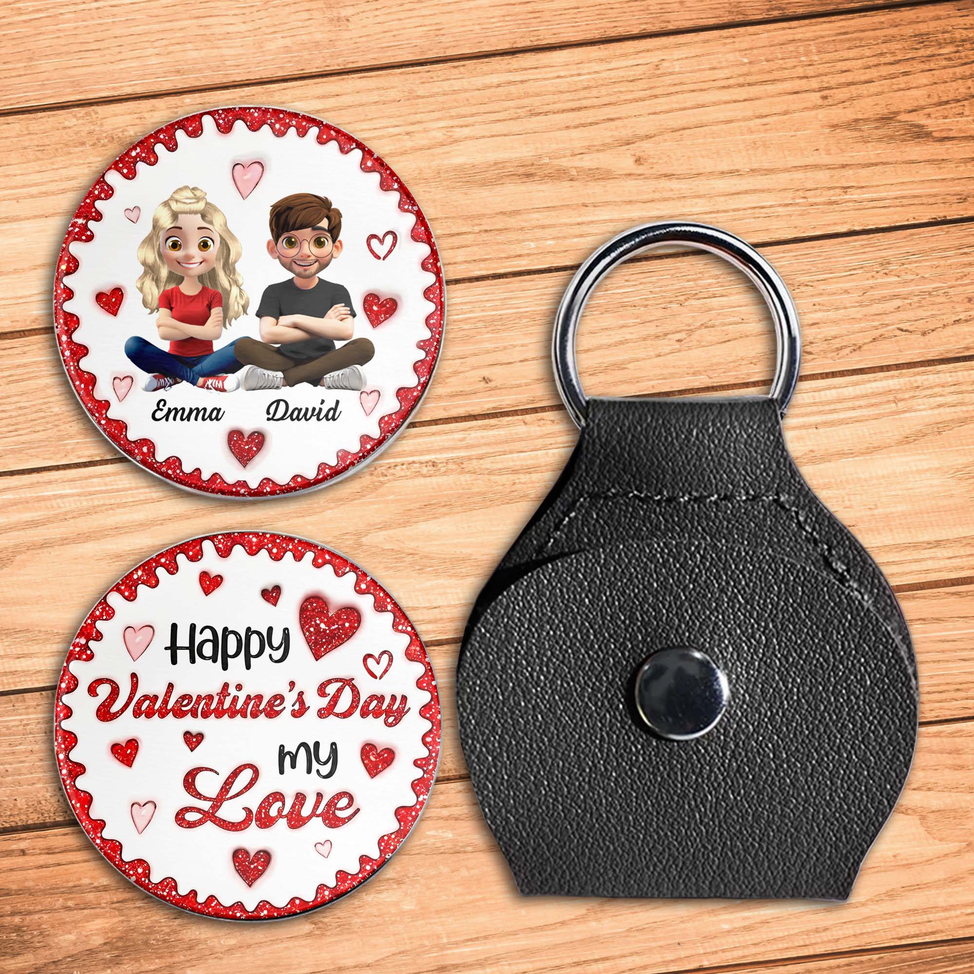 Happy Valentine's Day My Love With Hearts, Personalized Custom Pocket ...