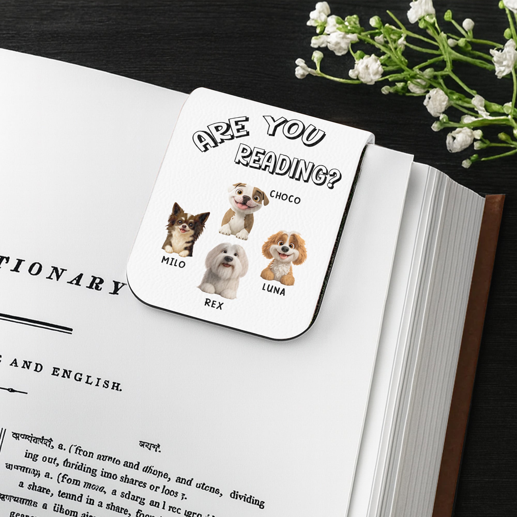 Are You Reading With Adorable Dogs, Custom Leather Bookmark, Gift For ...
