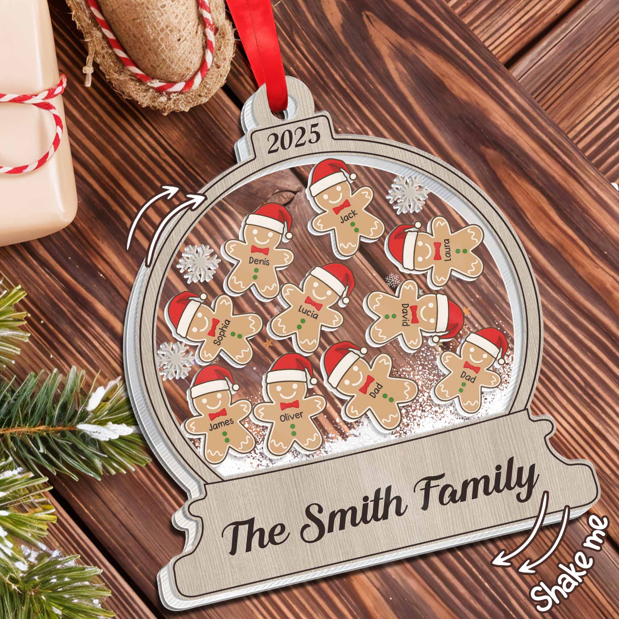 Shake Me, Gingerbread Man And Snowflakes Design, Personalized Ornament ...