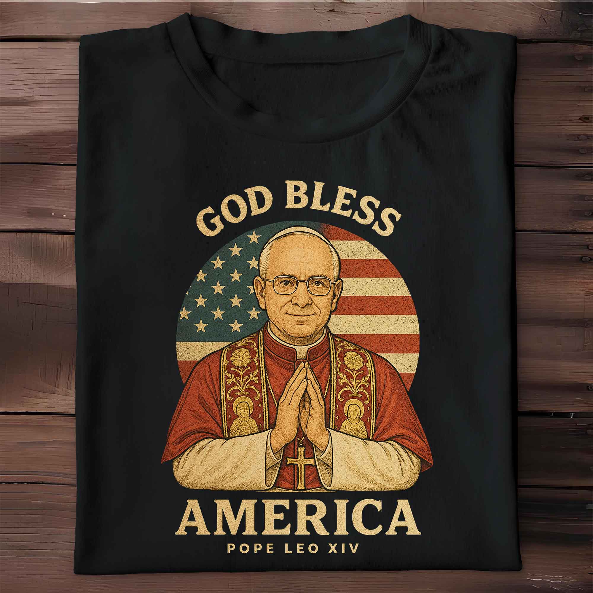 God Bless America, Pope Leo XIV, Unisex T-shirt, Gift For Patriotic Pope Supporters – ALMAGEMS