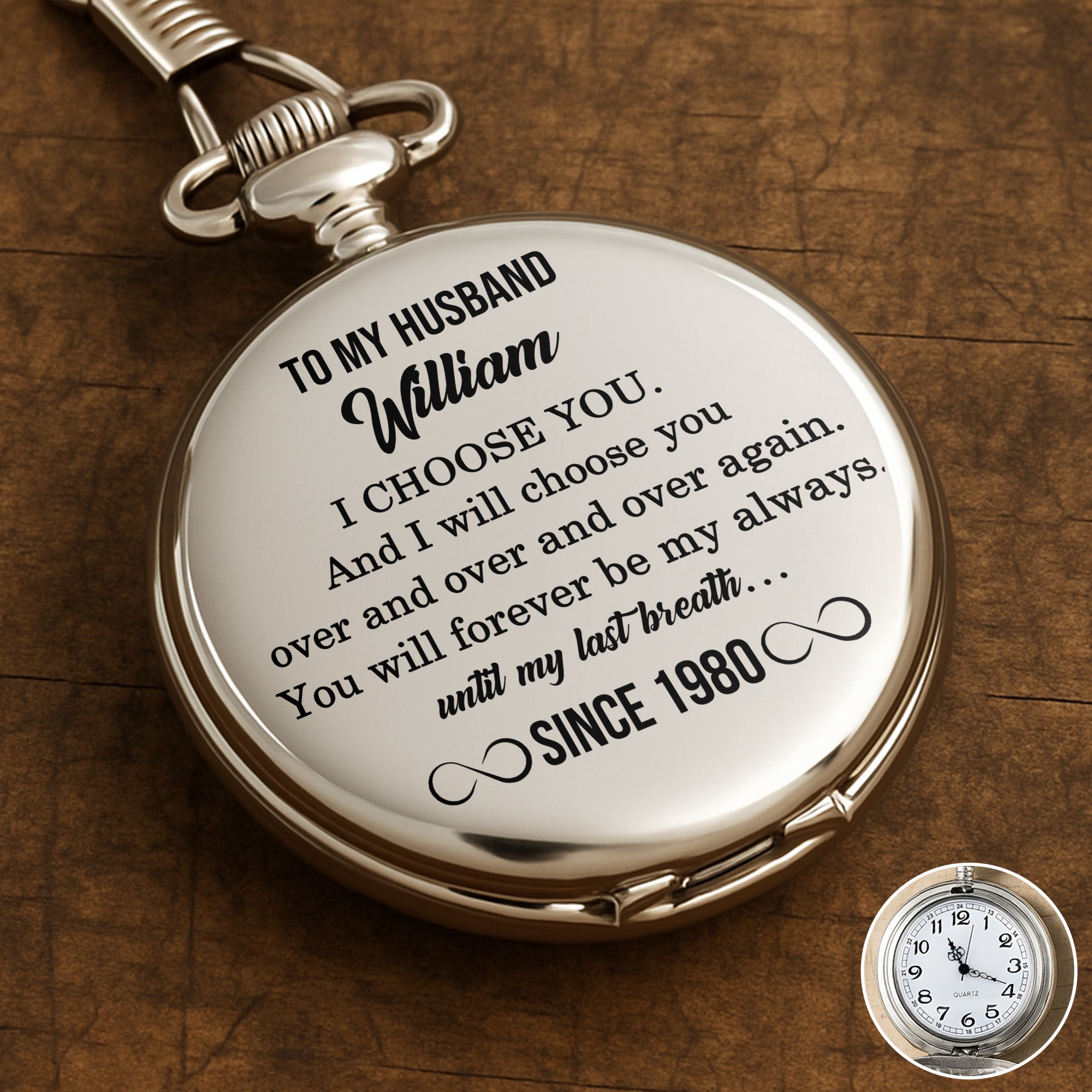 To My Husband I Choose You Elegant Pocket Watch T For Husband