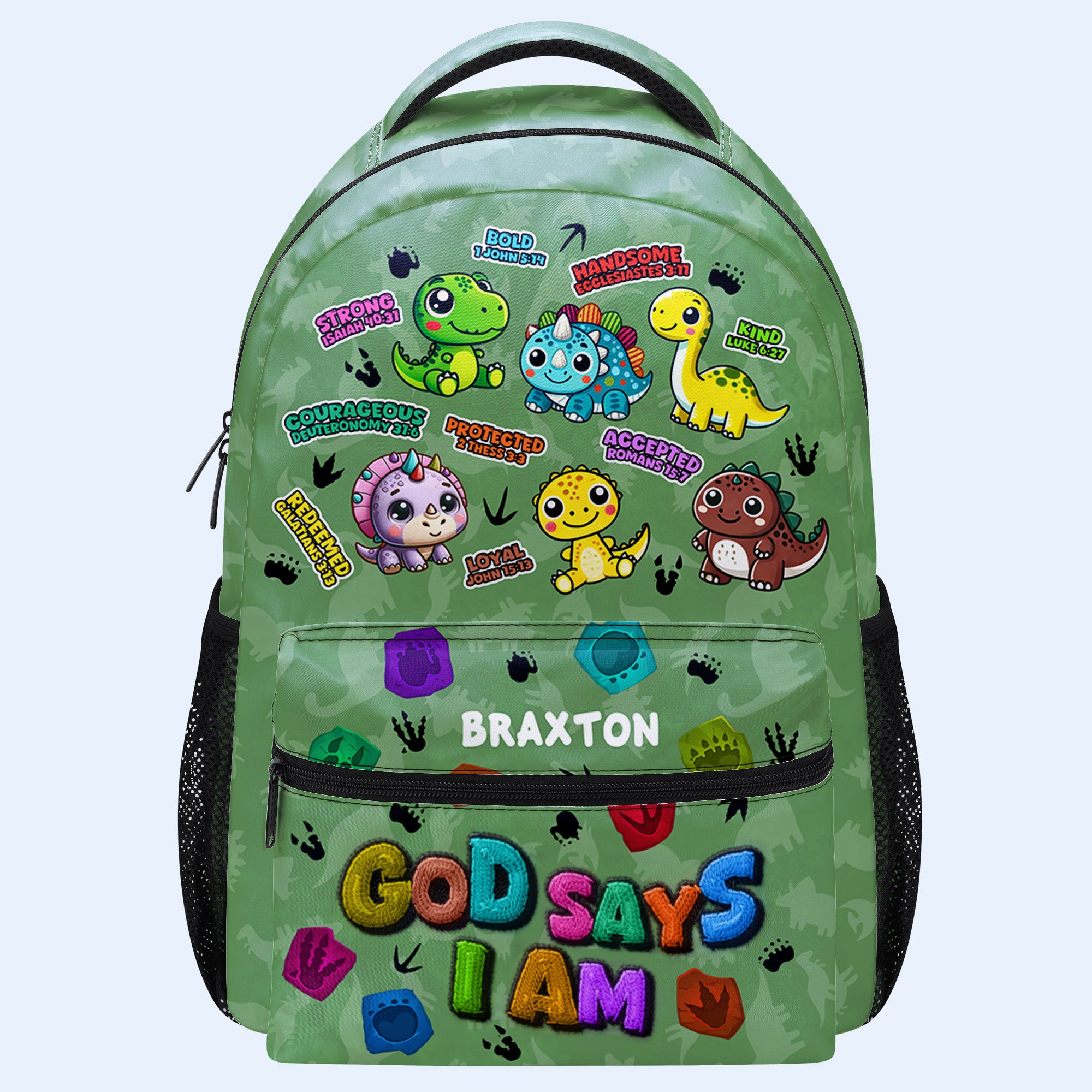 God Says I Am - Kid's Personalized Custom Backpack, All Over Print ...