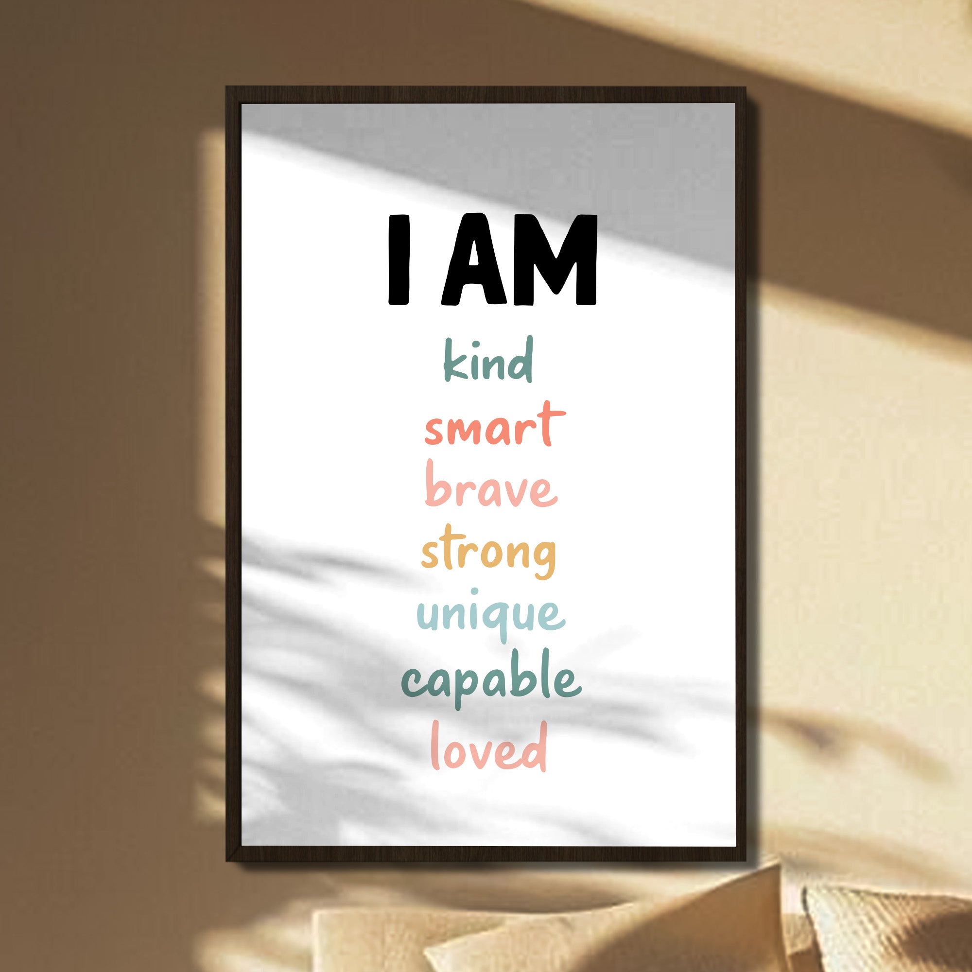 I Am Kind, Smart, Brave, Poster of Inspirational Words, Gift For Family ...