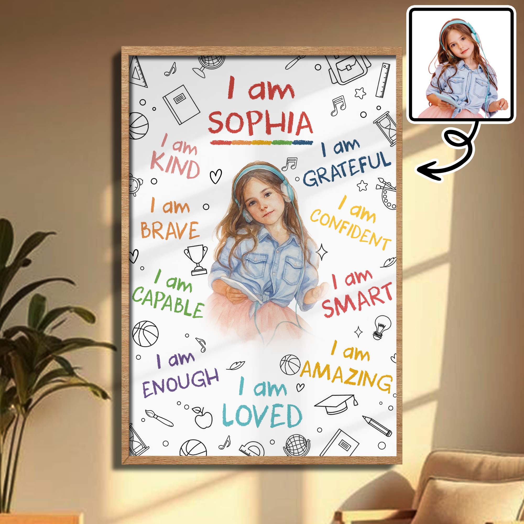 I Am Kind, Brave, Capable, Smart, Loved Poster, Personalized Custom ...