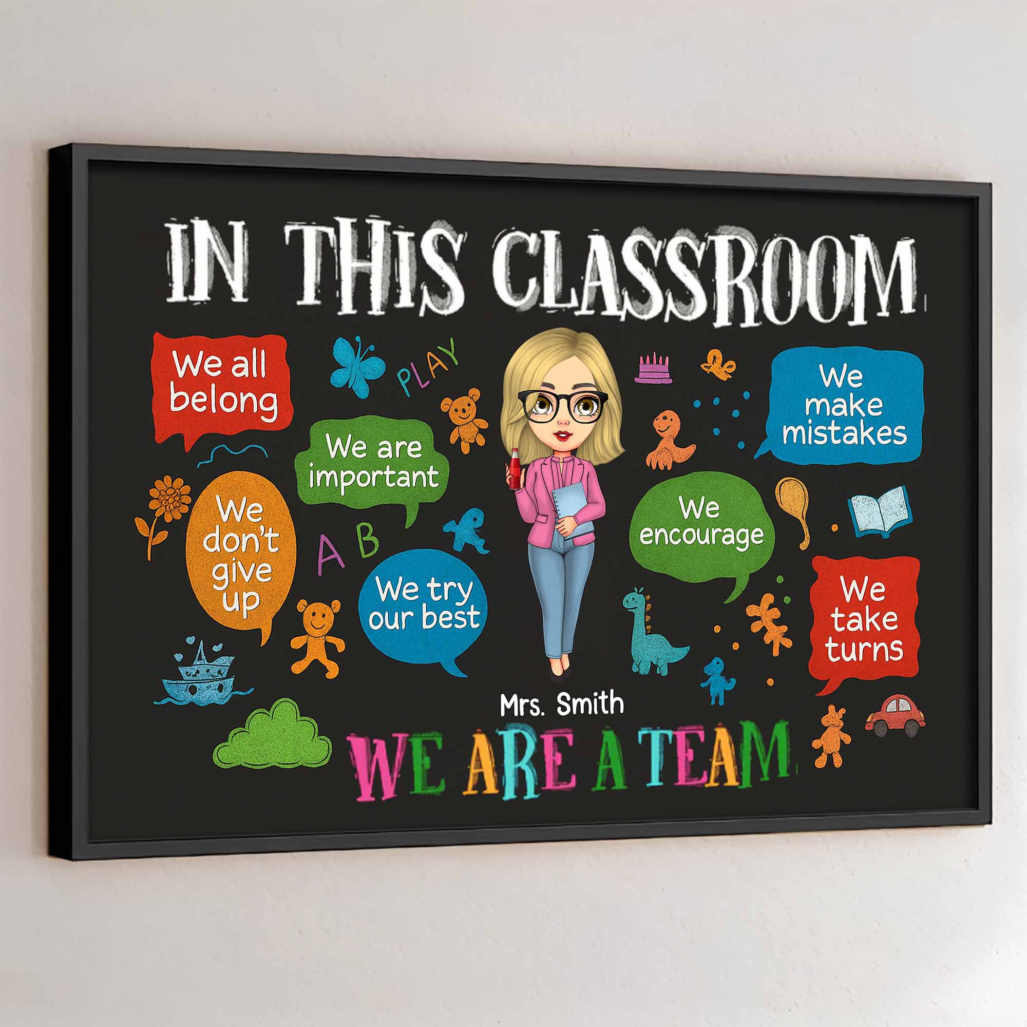 In This Classroom We All Belong, We Are A Team Classroom Poster, Gift ...