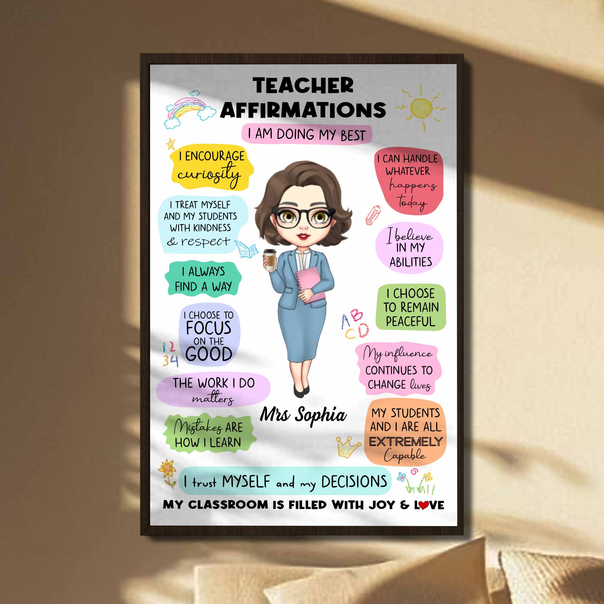 Teacher Affirmations I Am Doing My Best, Personalized Custom Vertical ...