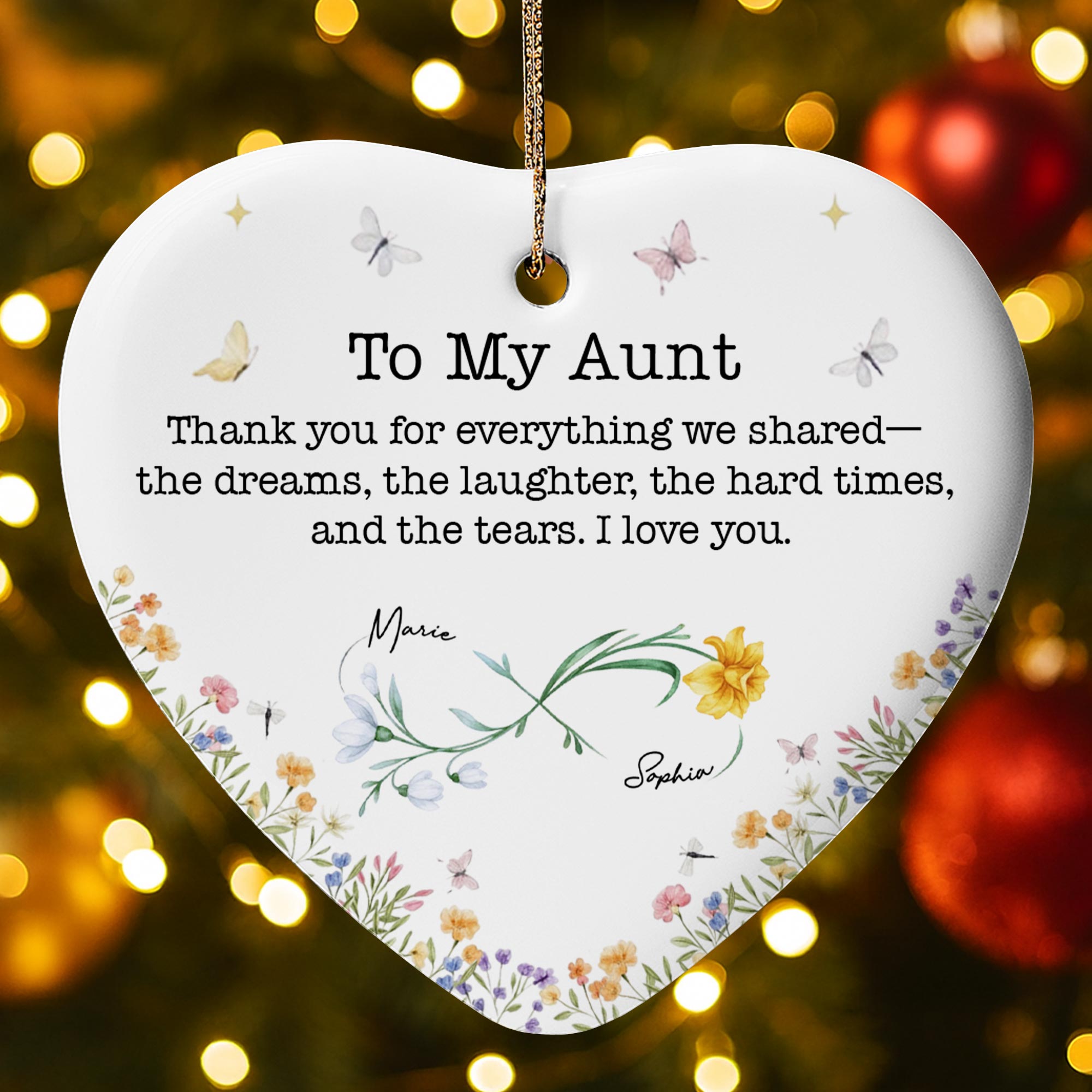To My Aunt, Thank You For Shared Memories, Heart Shape Ceramic Ornament ...