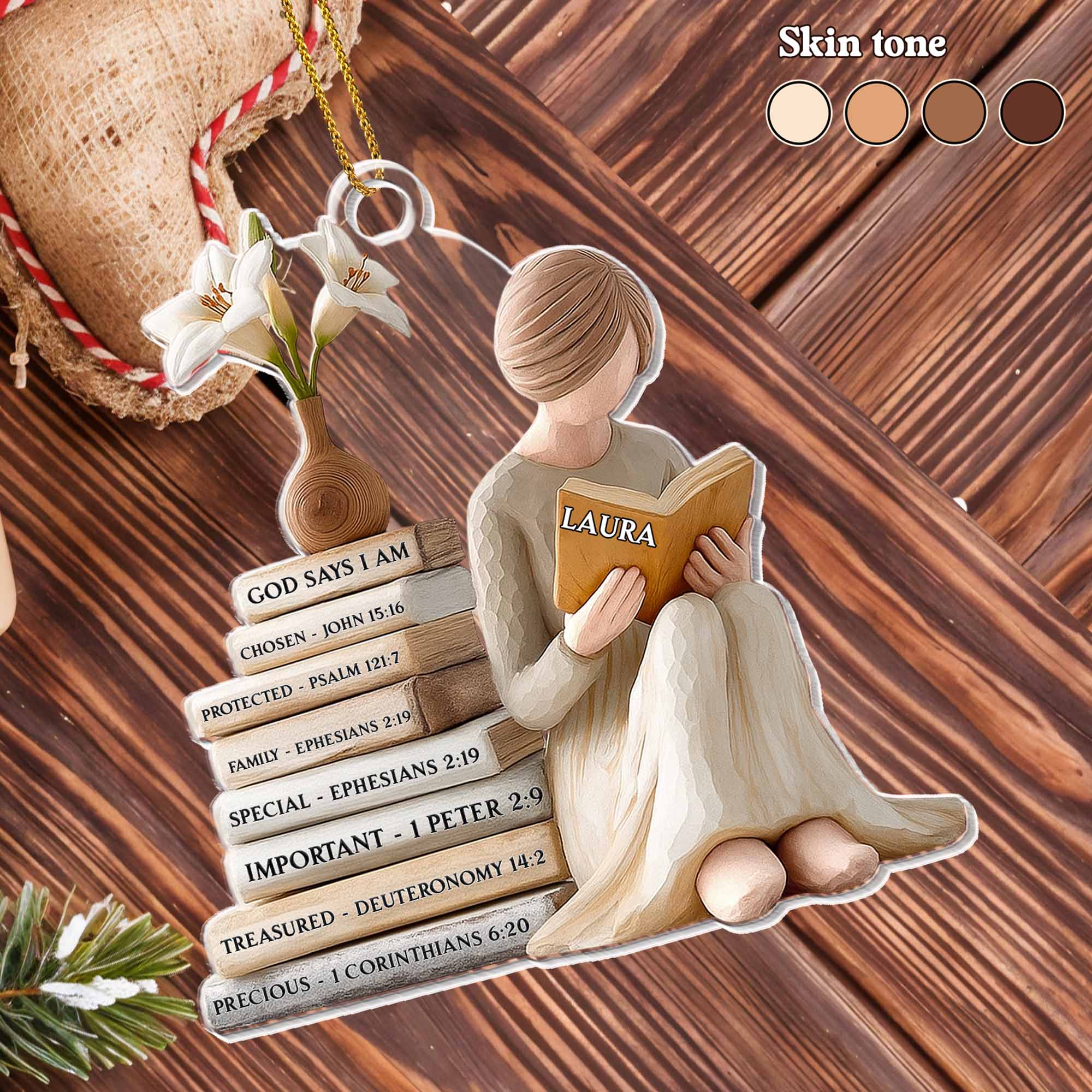 God Says I Am, Reading Figure with Spiritual Books, Personalized Custom ...