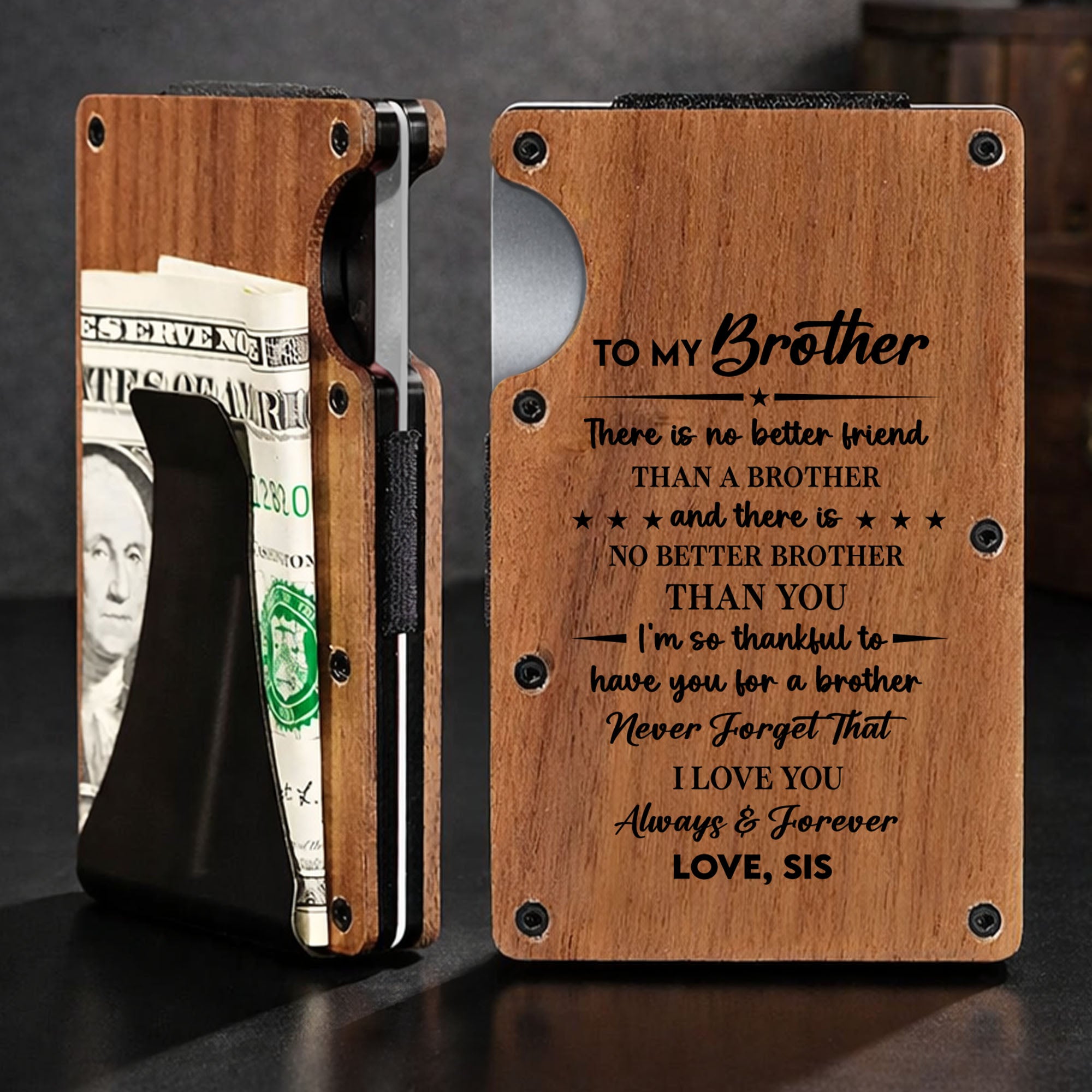 To My Brother No Better Friend, Custom Wooden Card Holder, Gift For ...