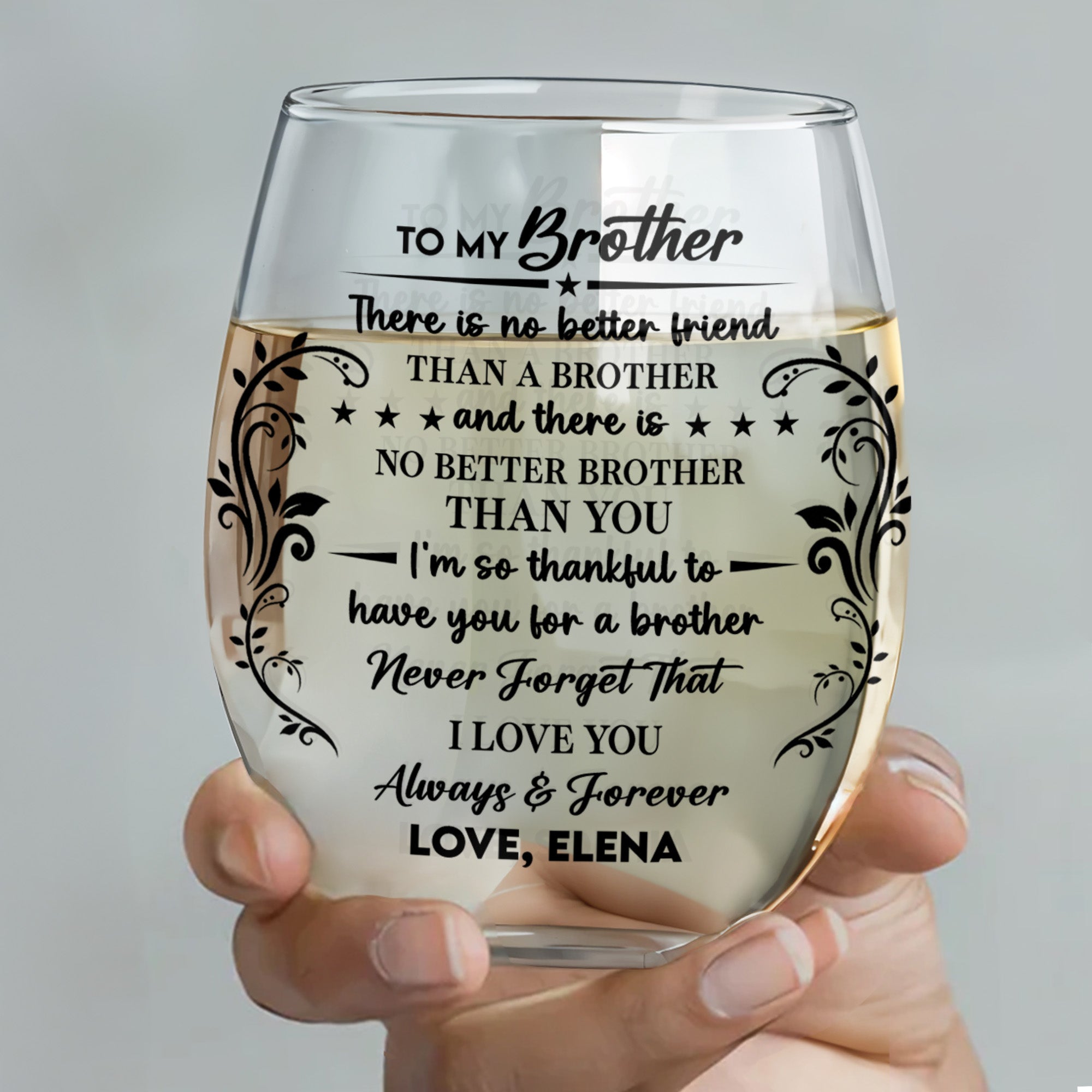No Better Friend Than A Brother, Personalized Stemless Wine Glass, Gift ...
