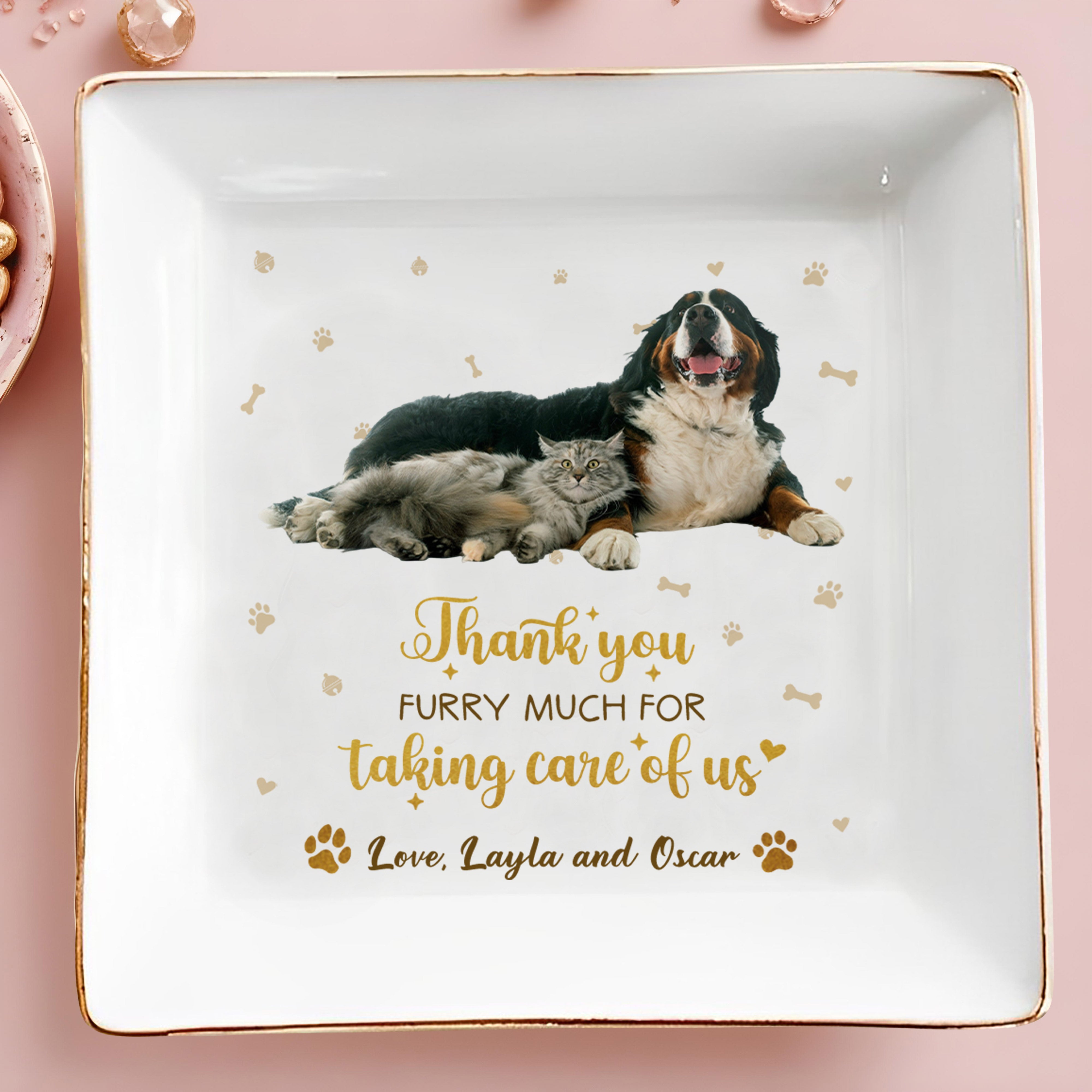 Thank You Furry Much - Pet Themed Personalized Custom Jewelry Dish ...