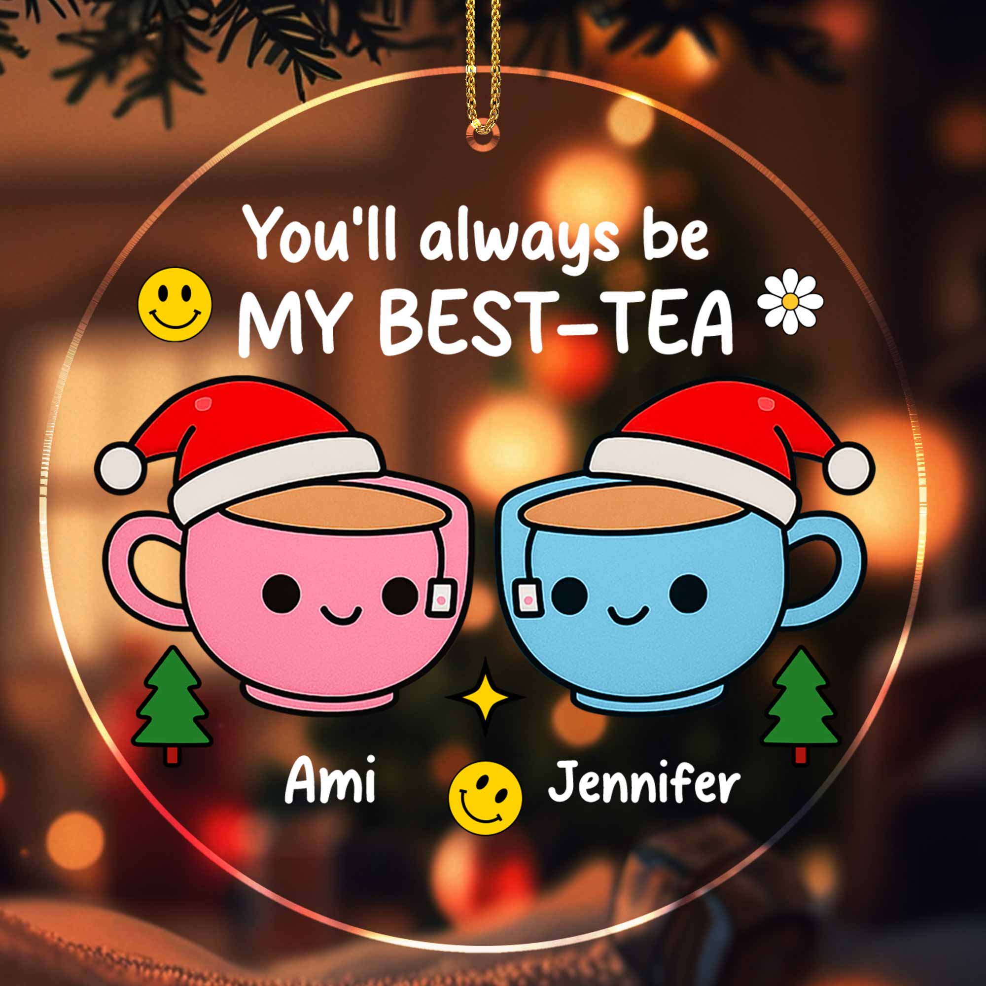 You'll Always Be My Best-Tea, Smiling Tea Cups, Christmas Ornament ...