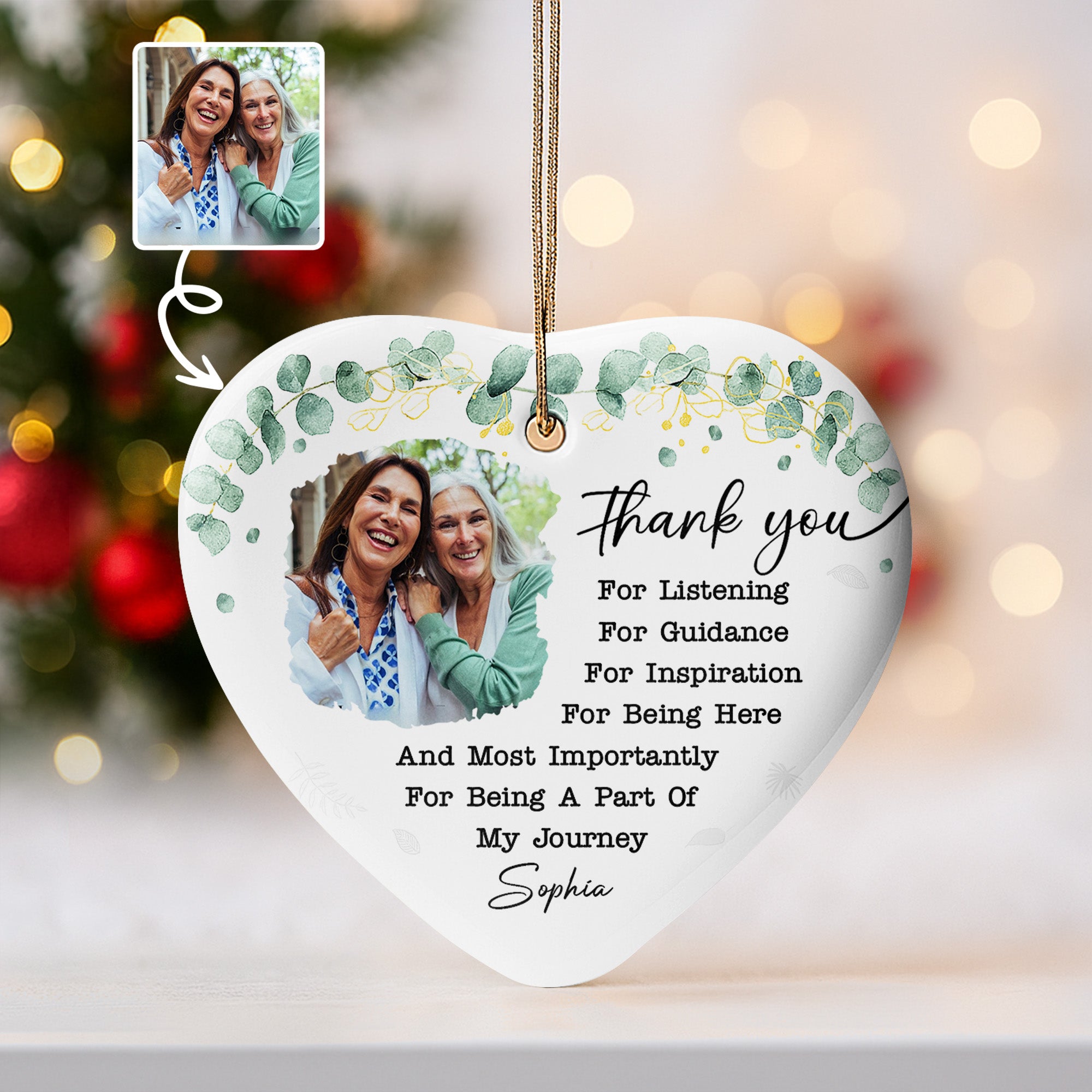 Thank You For Listening, Heart Shape With Leafy Branches, Personalized ...
