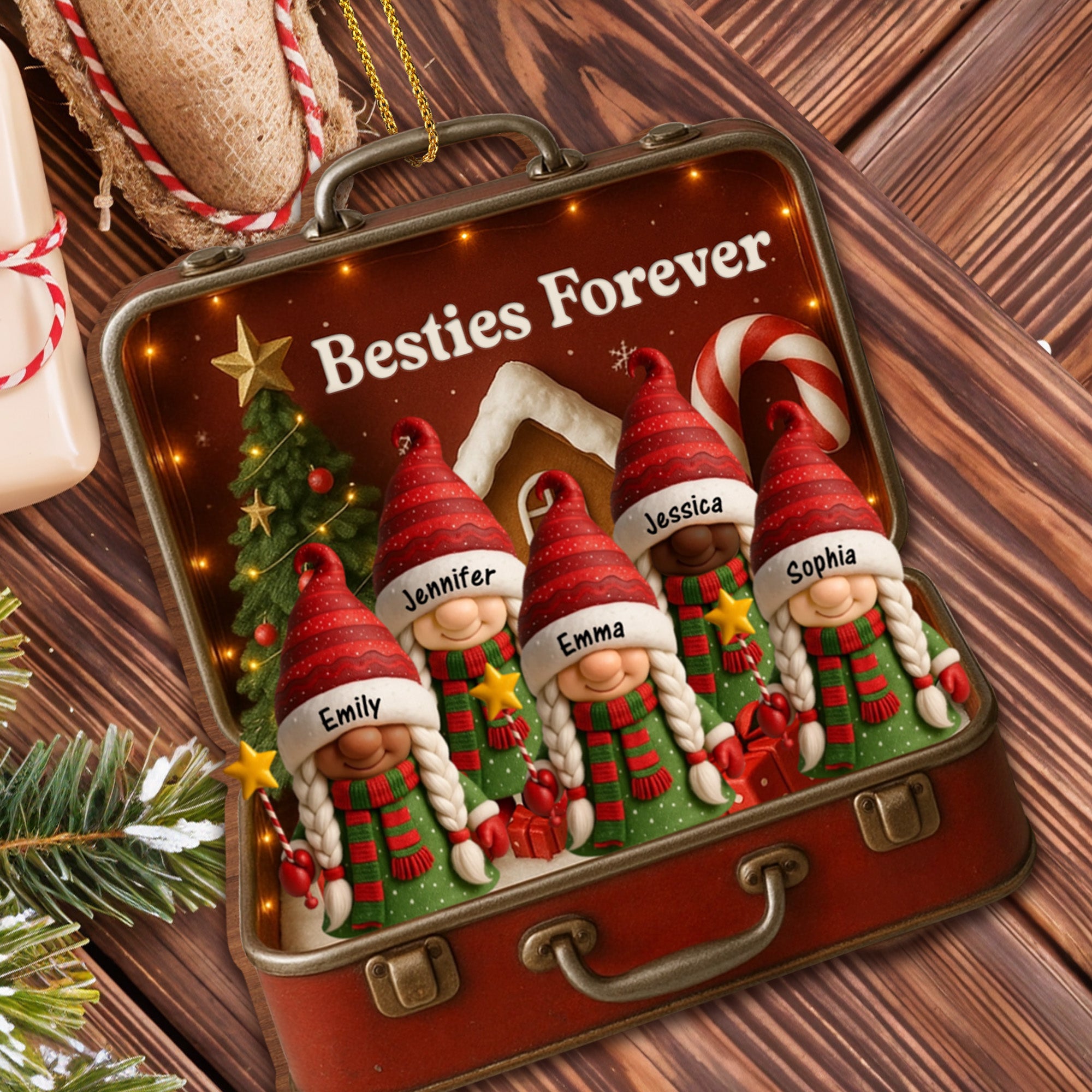 Besties Forever, Elves and Christmas Decorations, Personalized Custom ...