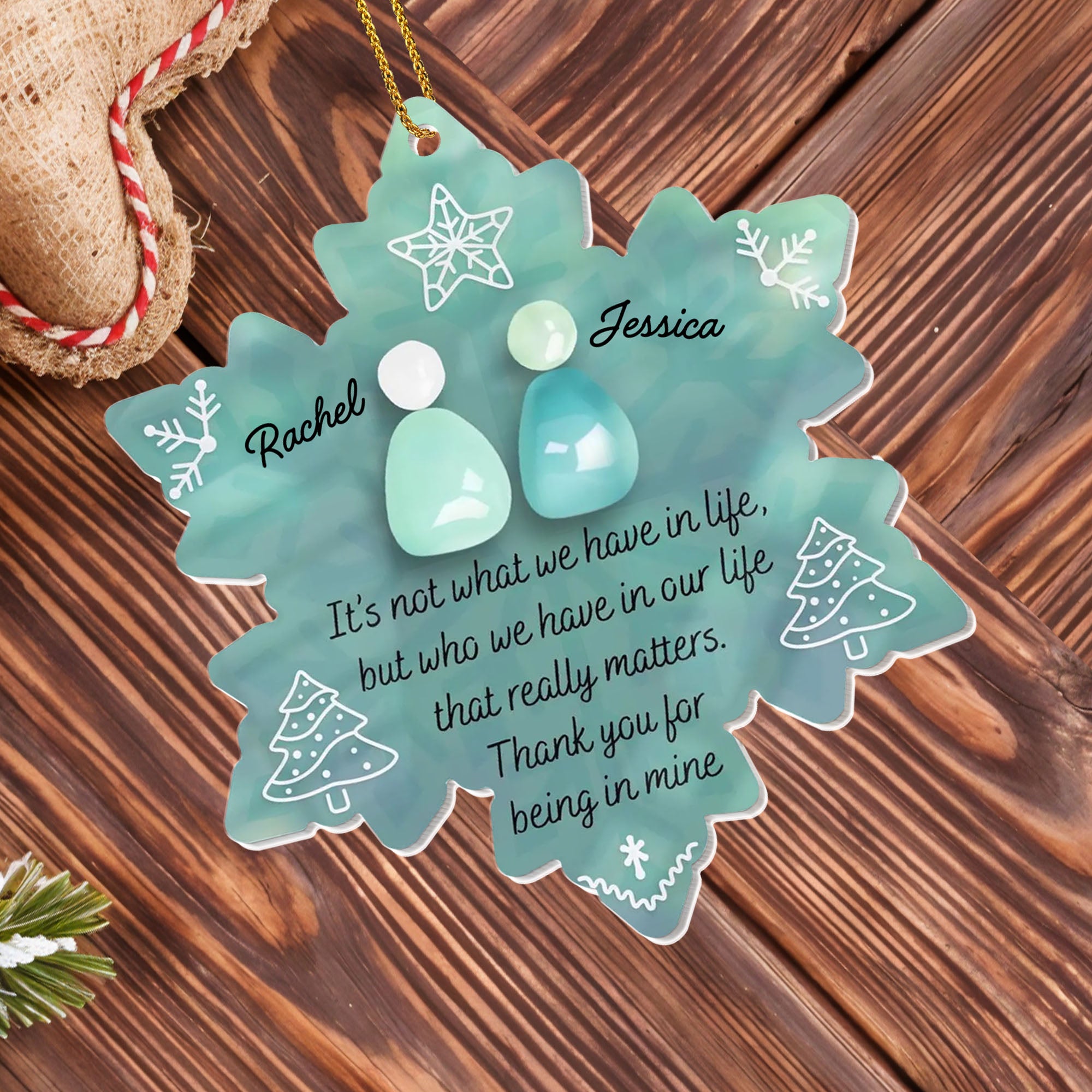 Thank You For Being In Mine, Snowflakes And Christmas Trees, Custom ...