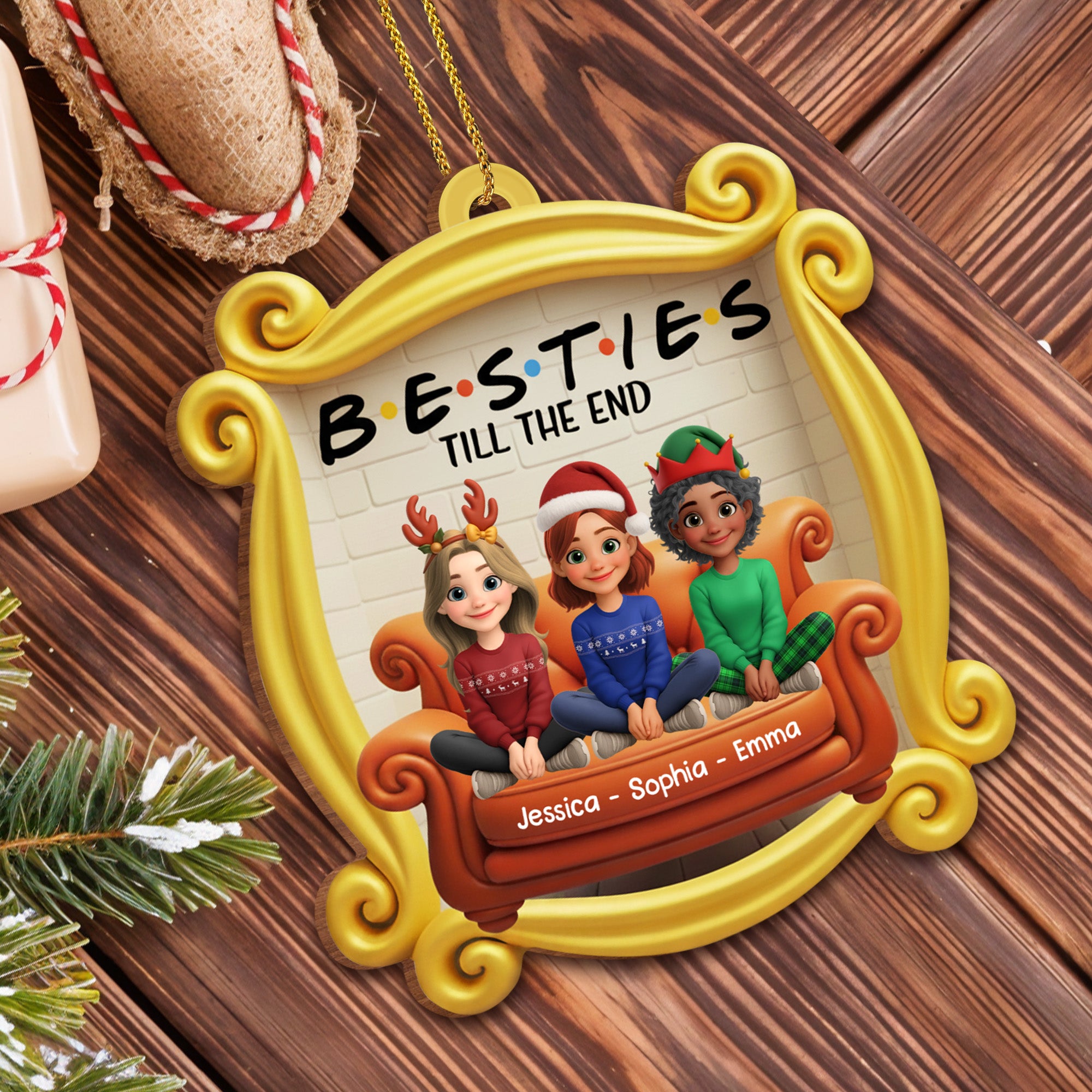 Besties Till The End, Custom Characters With Festive Hats, Gift For ...