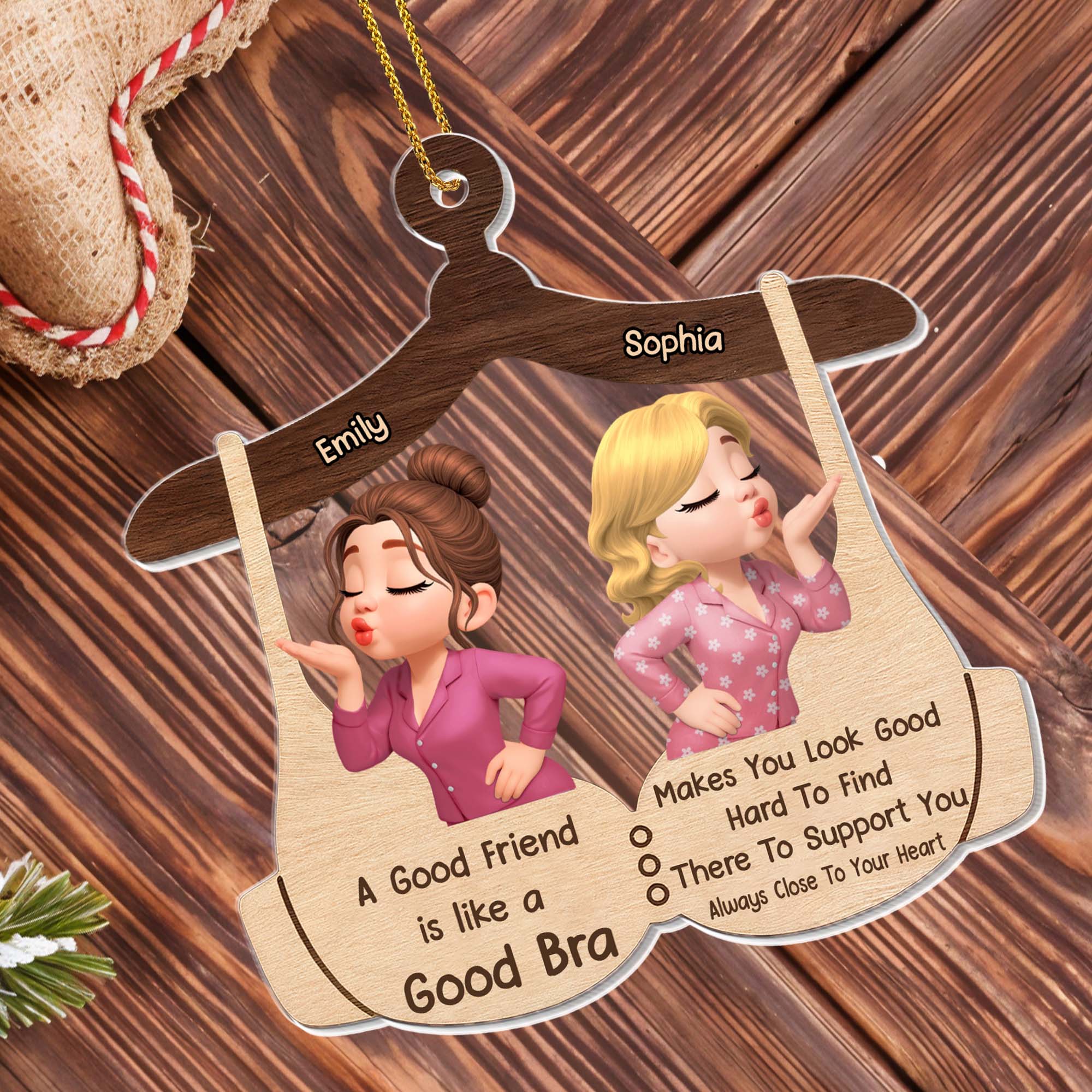 A Good Friend Like a Good Bra, Personalized Ornament, Gift For Besties ...