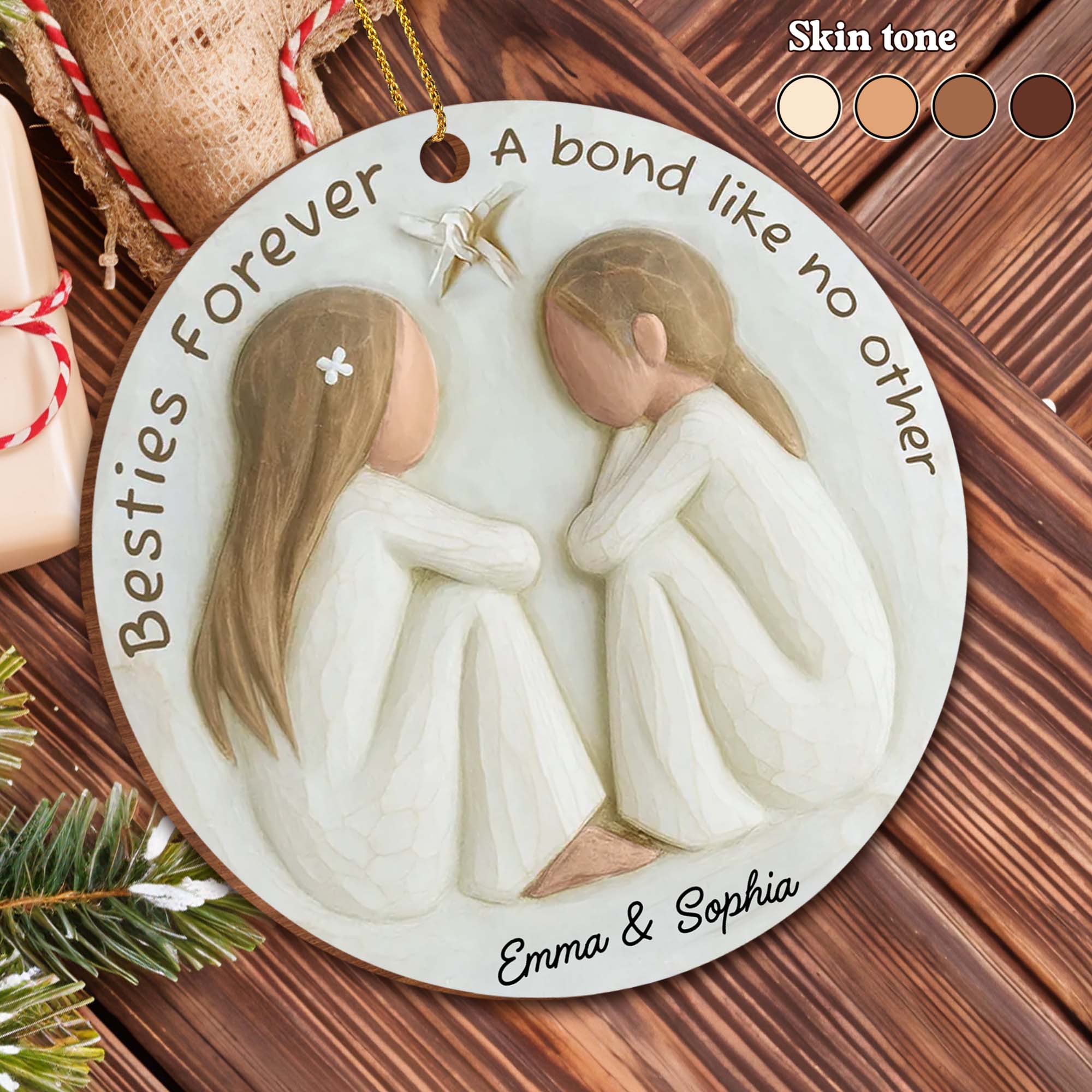 Besties Forever A Bond Like No Other, Custom Wood Ornament, Gift For ...