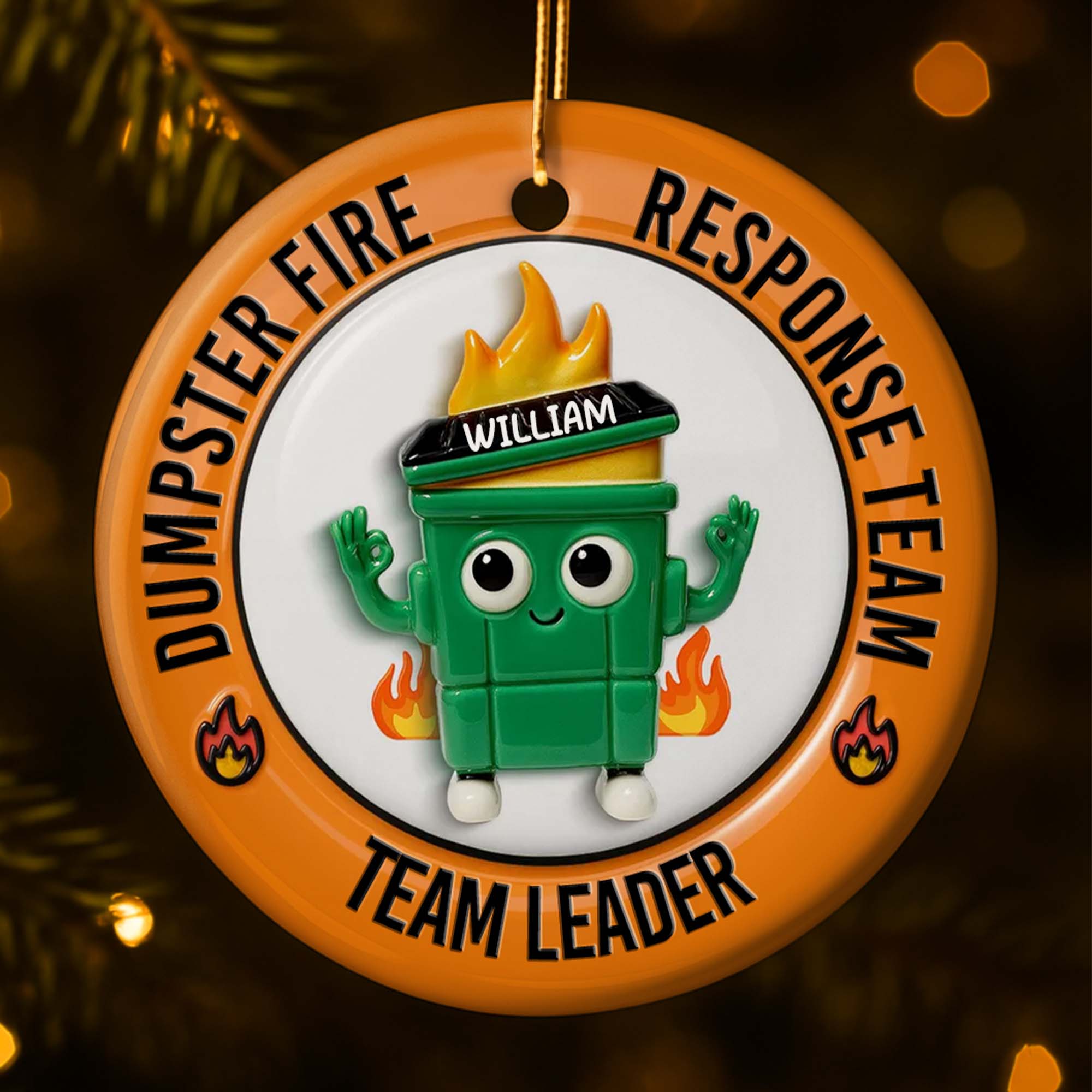 Dumpster Fire Response Team Team Leader Ornament,Custom Ceramic ...