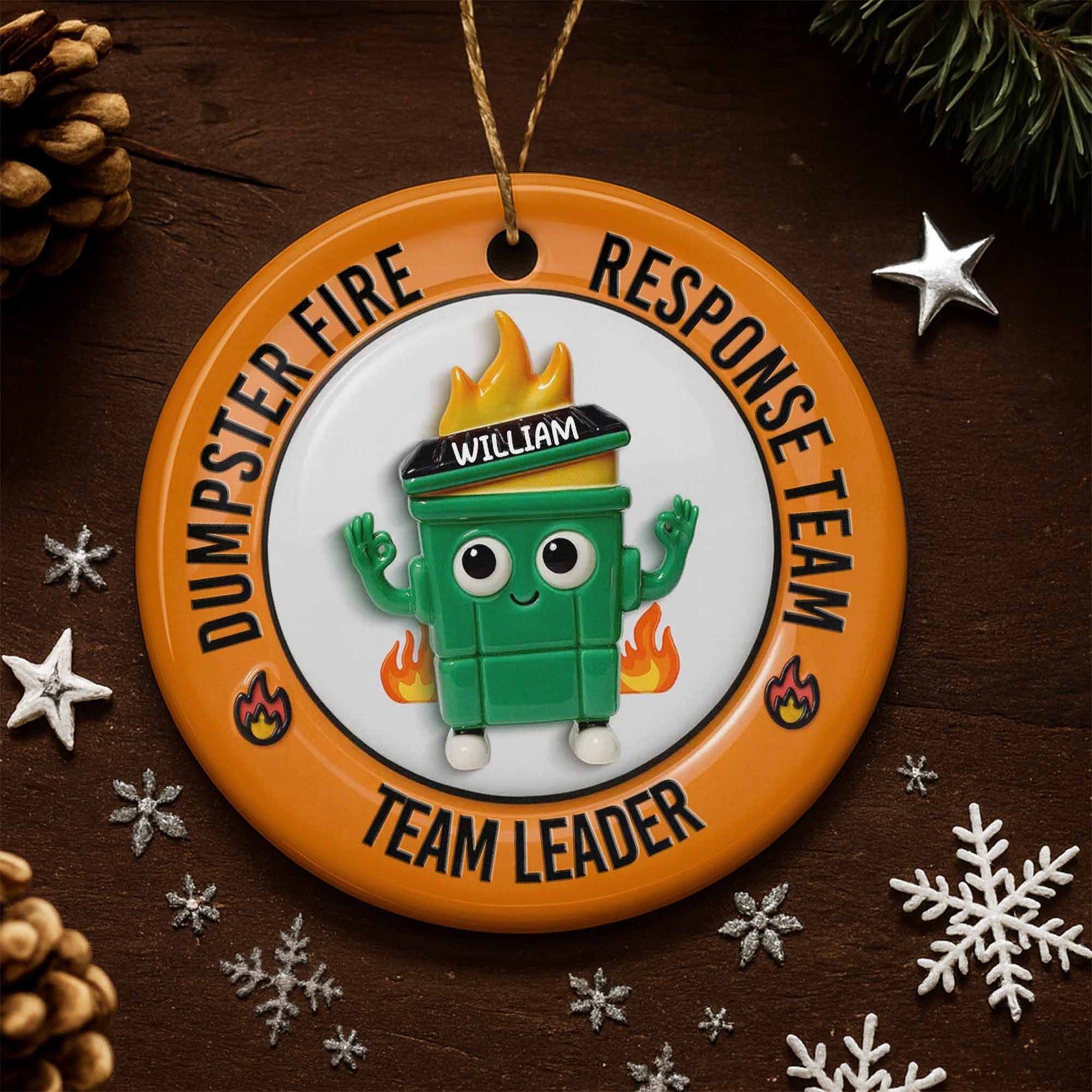 Dumpster Fire Response Team Team Leader Ornament,Custom Ceramic ...