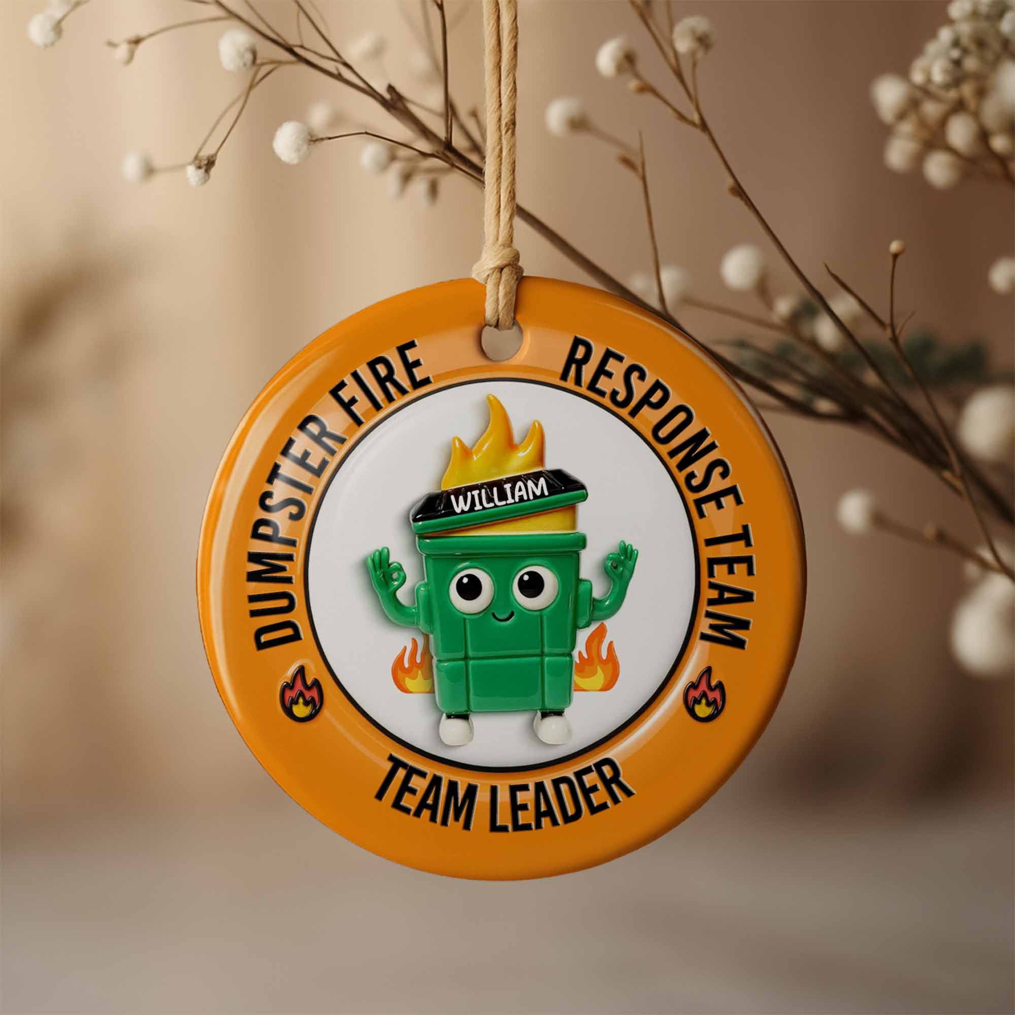 Dumpster Fire Response Team Team Leader Ornament,Custom Ceramic ...
