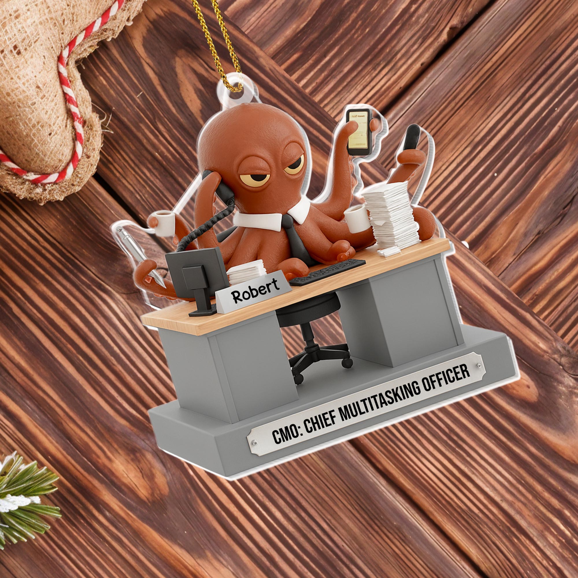 CMO Chief Multitasking Officer, Octopus At Work, Personalized Ornament ...