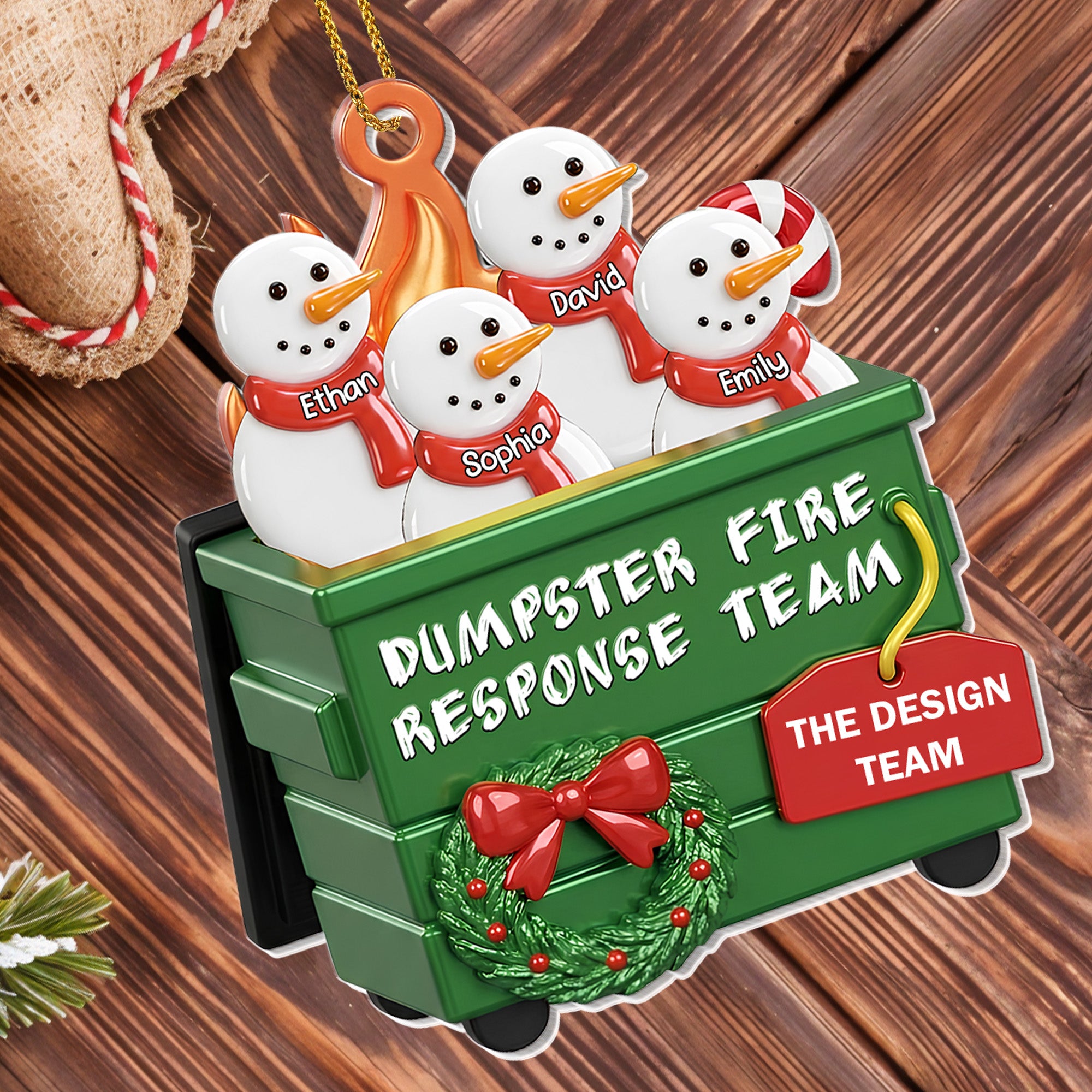 Dumpster Fire Team, Holiday Fun With Snowmen, Personalized Acrylic ...