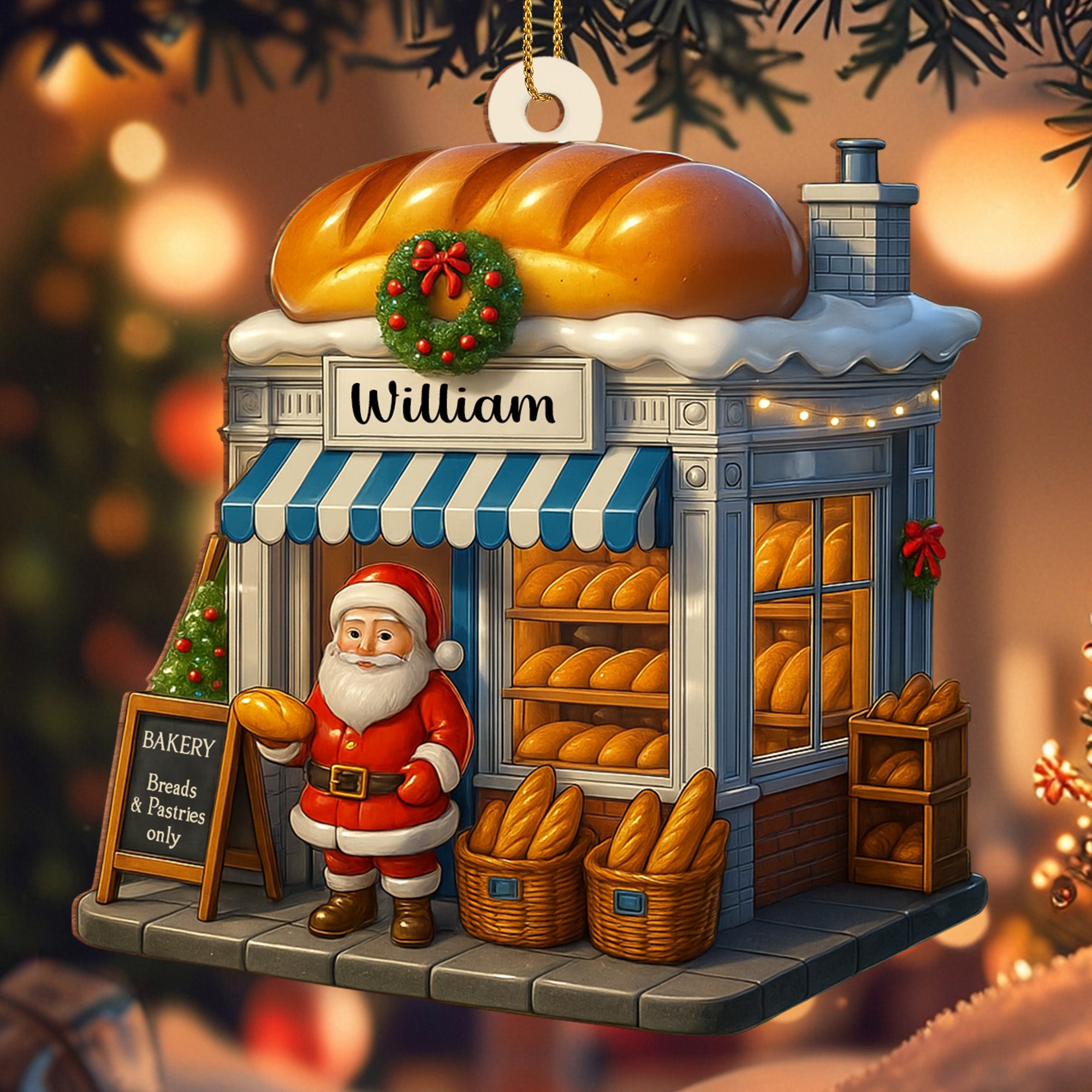 Bakery Breads & Pastries Only Featuring Santa Claus, Custom Wood ...