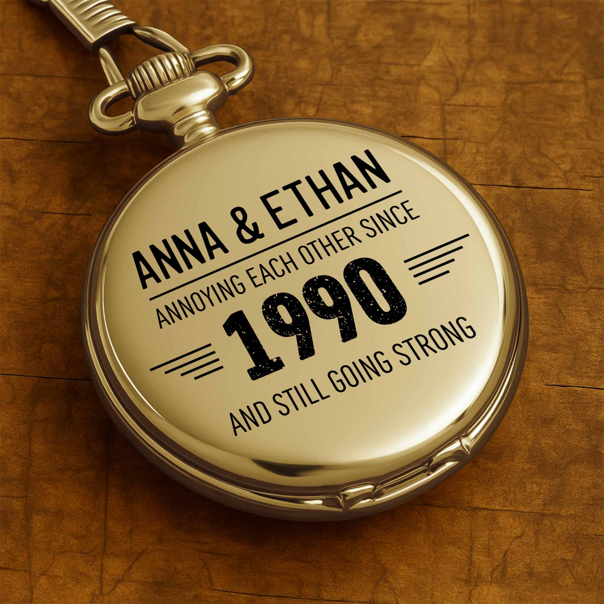 Annoying Each Other Since, Typography Pocket Watch, Gift For Couples ...