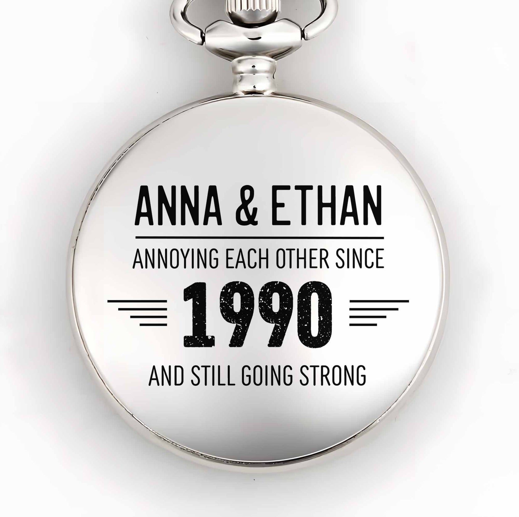 Annoying Each Other Since And Still Going Strong, Silver Plated Pocket ...