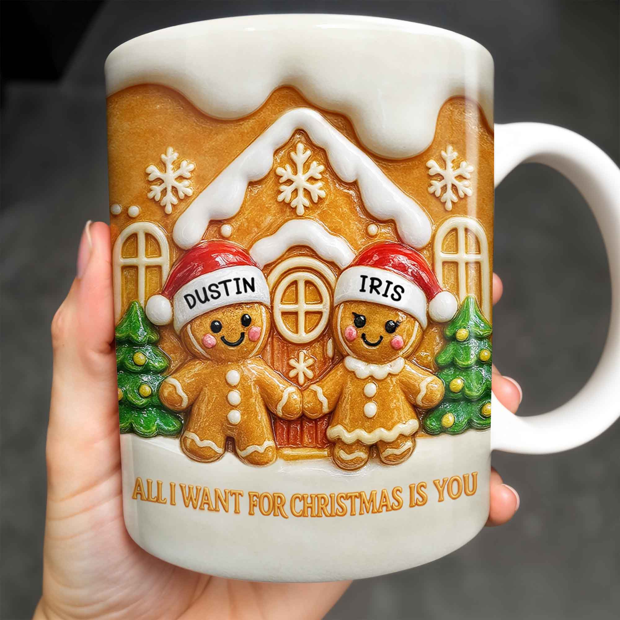 All I Want For Christmas Is You With Gingerbread Couple, Custom Coffee ...