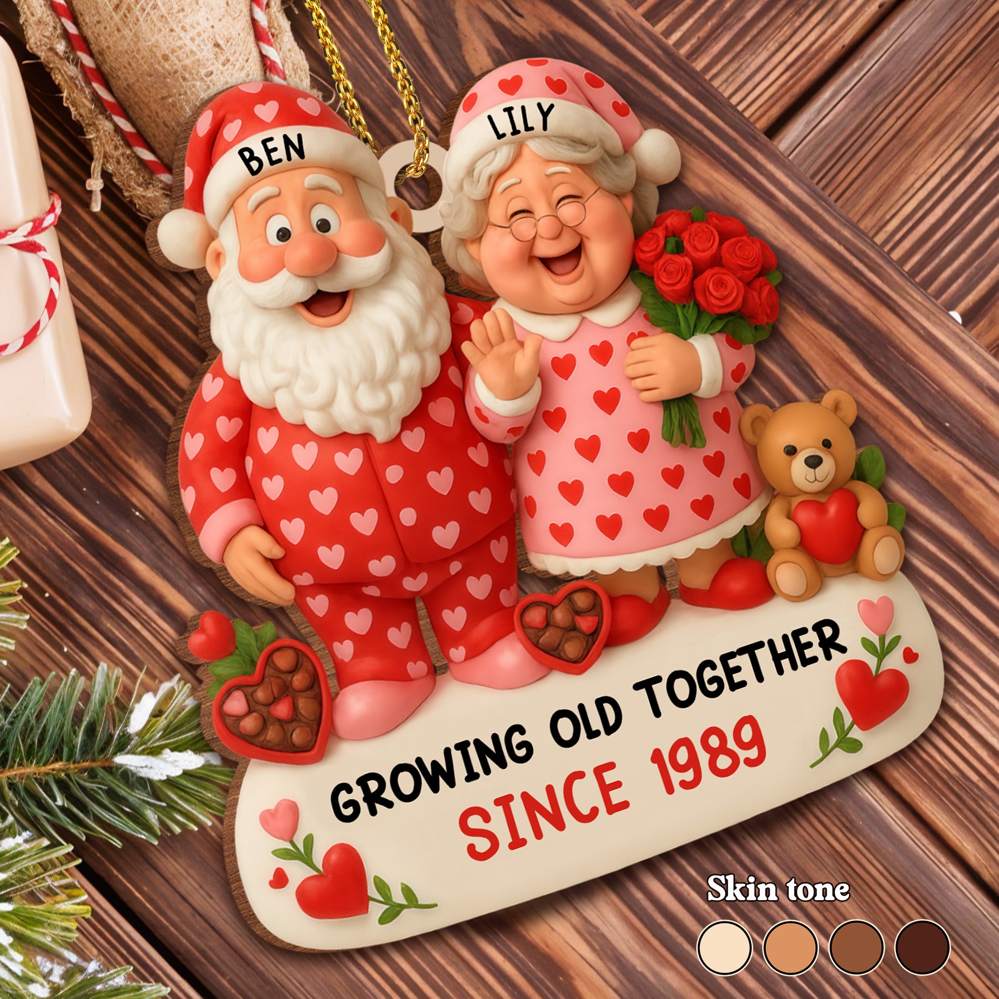 Growing Old Together, Santa And Mrs. Claus Ornament, Gift For Couples ...