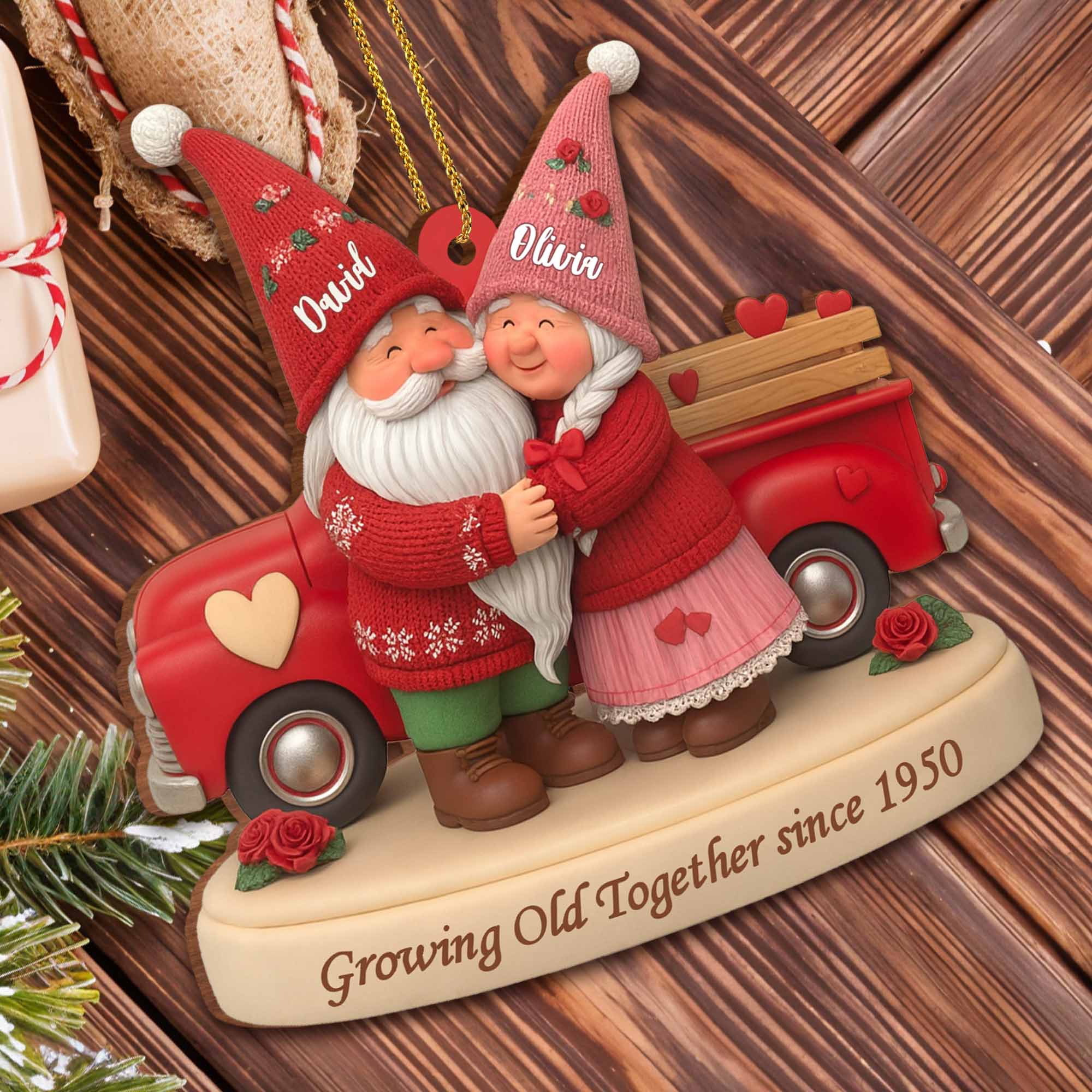 Growing Old Together With Santa And Mrs. Claus, Custom Wood Ornament ...