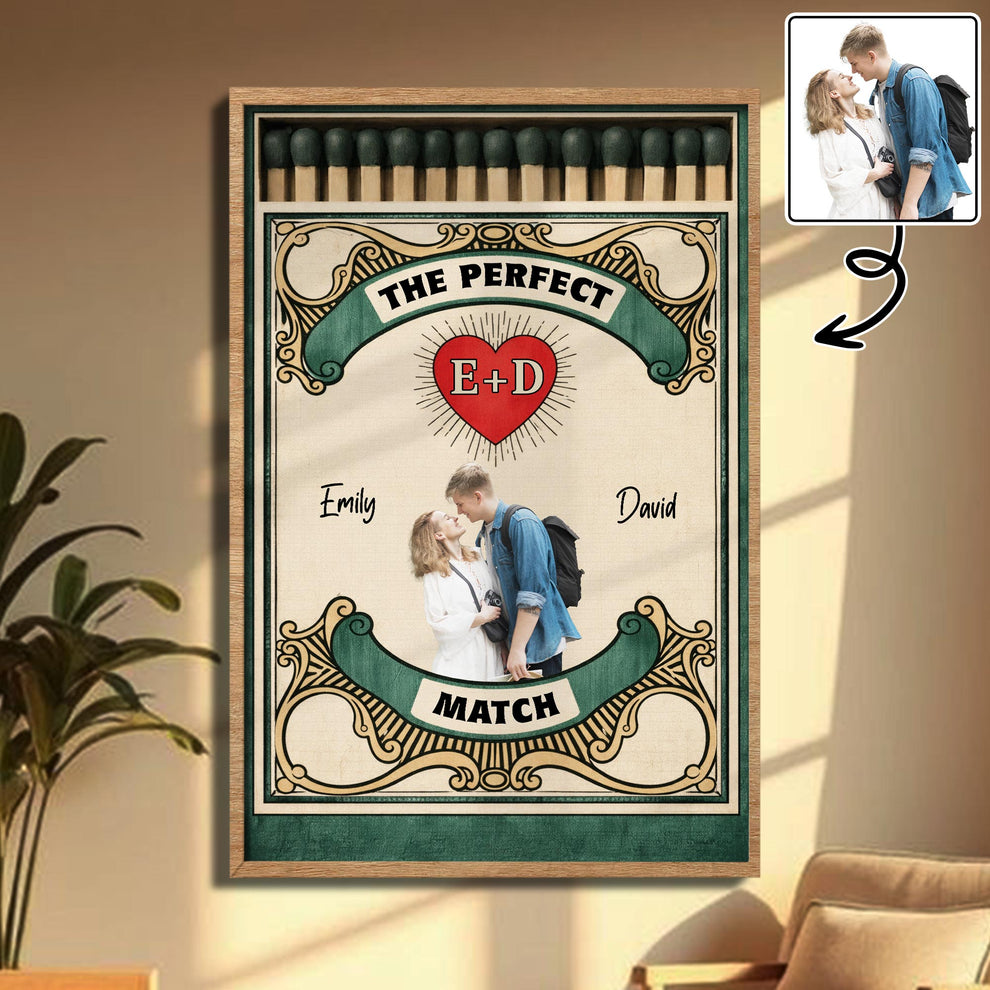 The Perfect Match Heart and Initials Design,Vertical Poster,Gift For ...