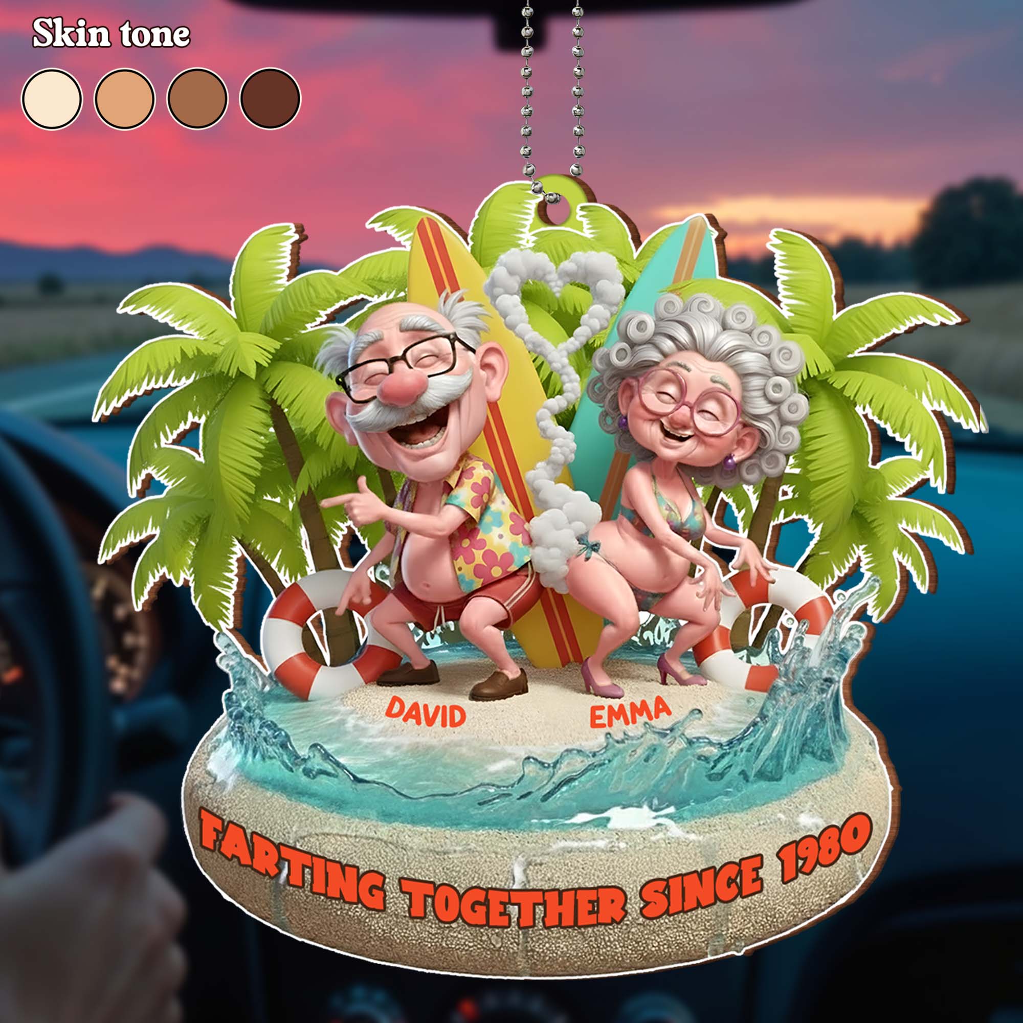Farting Together Since 1980, Beach Theme With Palm Trees, Custom Wood ...