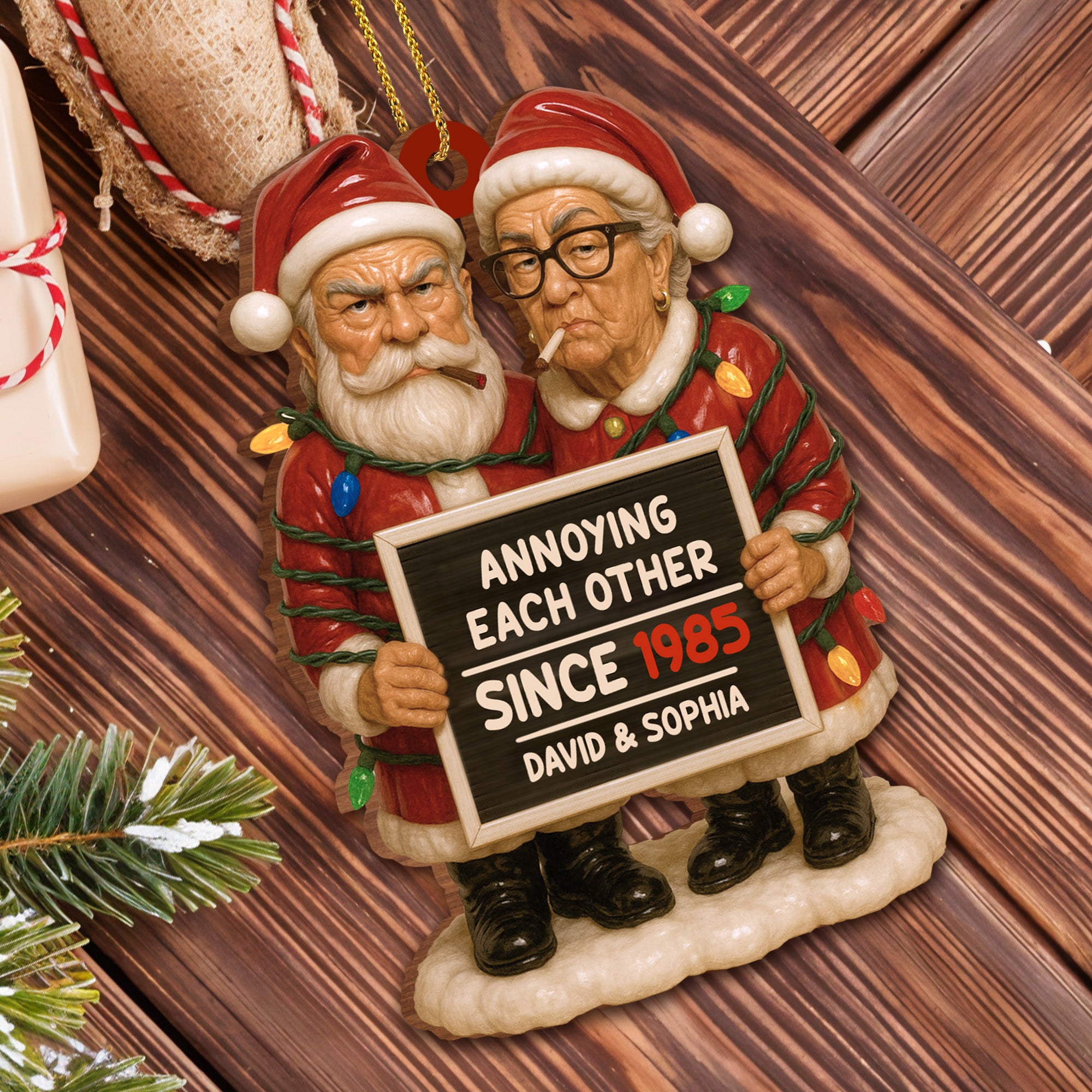Annoying Each Other Since [Year], Santa And Mrs. Claus, Custom Wood ...
