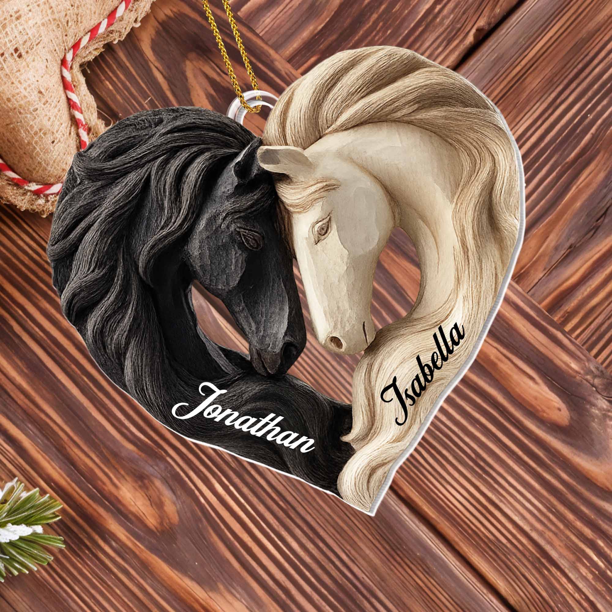 Beautiful Heart-Shaped Horse Connection Ornament, Personalized Custom ...