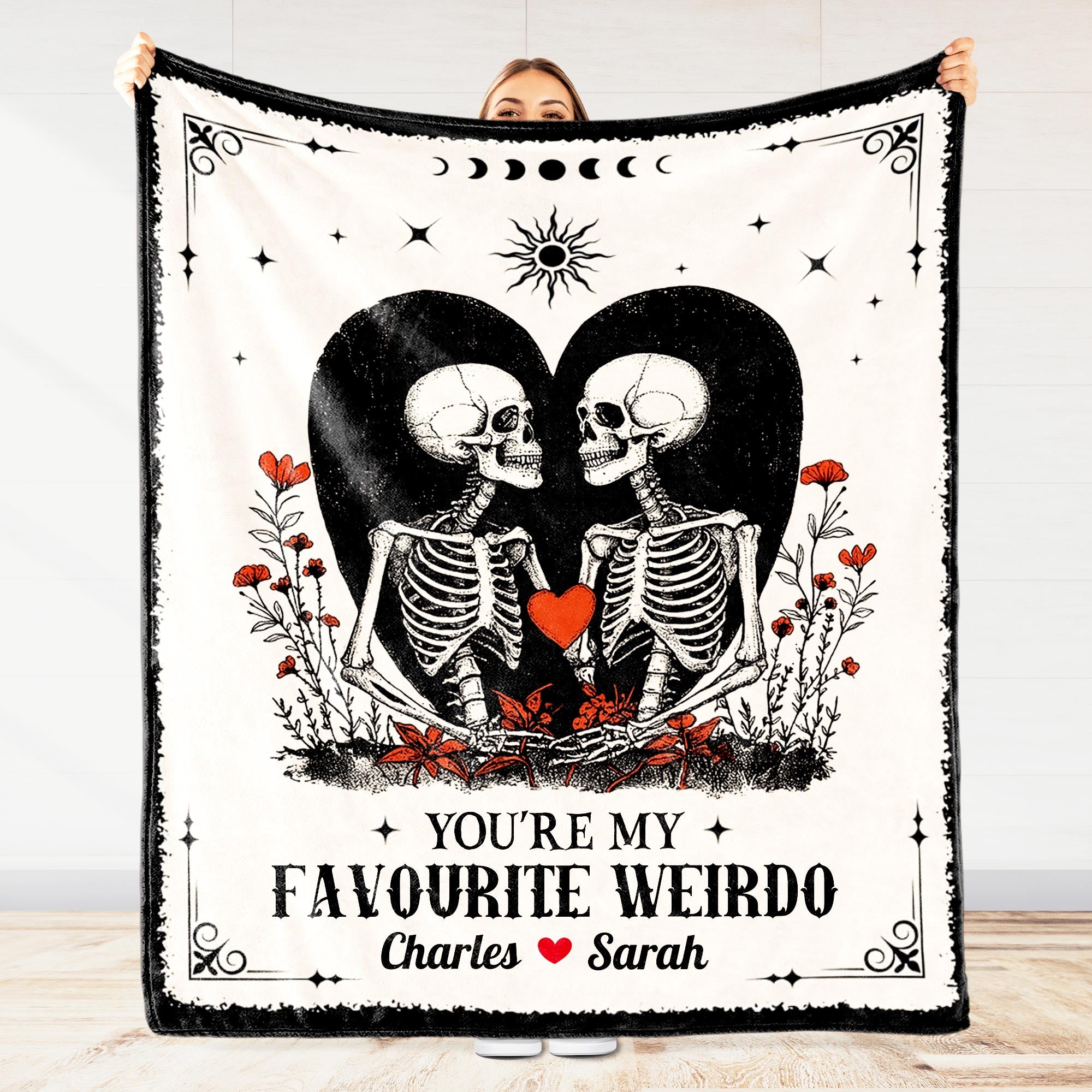 You're My Favourite Weirdo With Skeletons and Heart, Custom Blanket ...