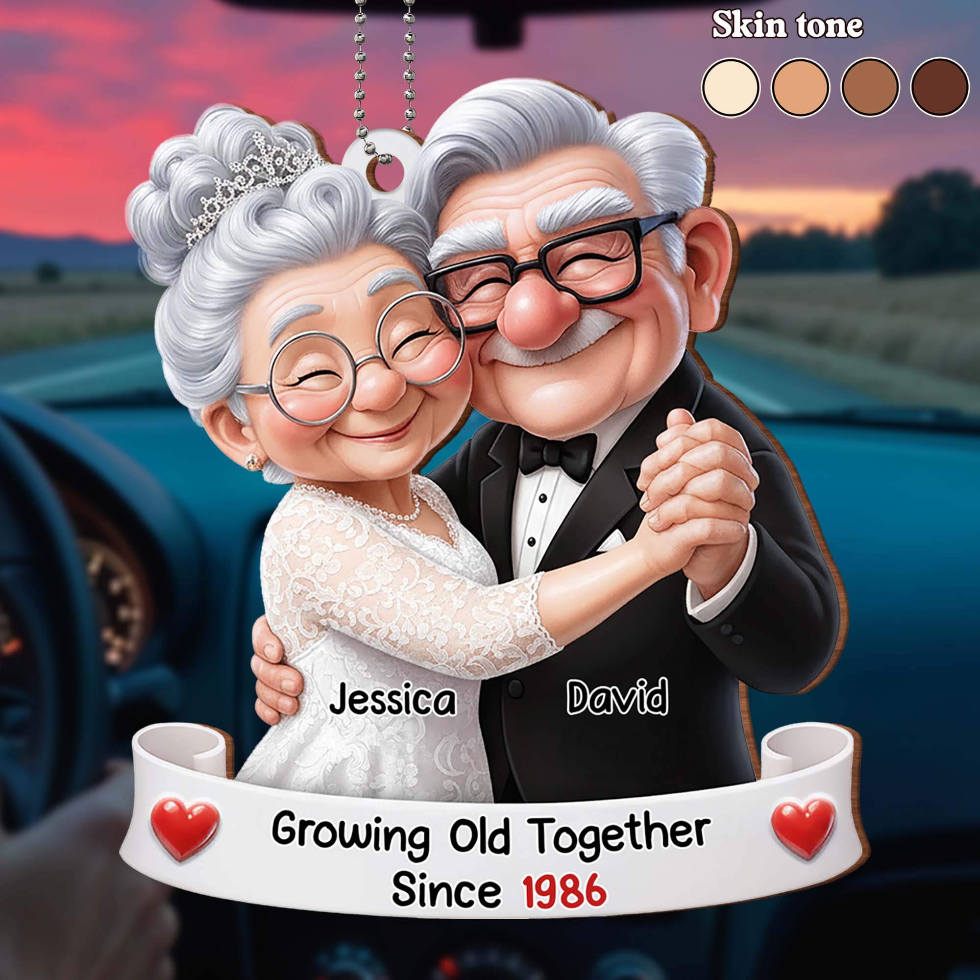 Growing Old Together, Elderly Couple With Heart, Custom Wood Ornament ...