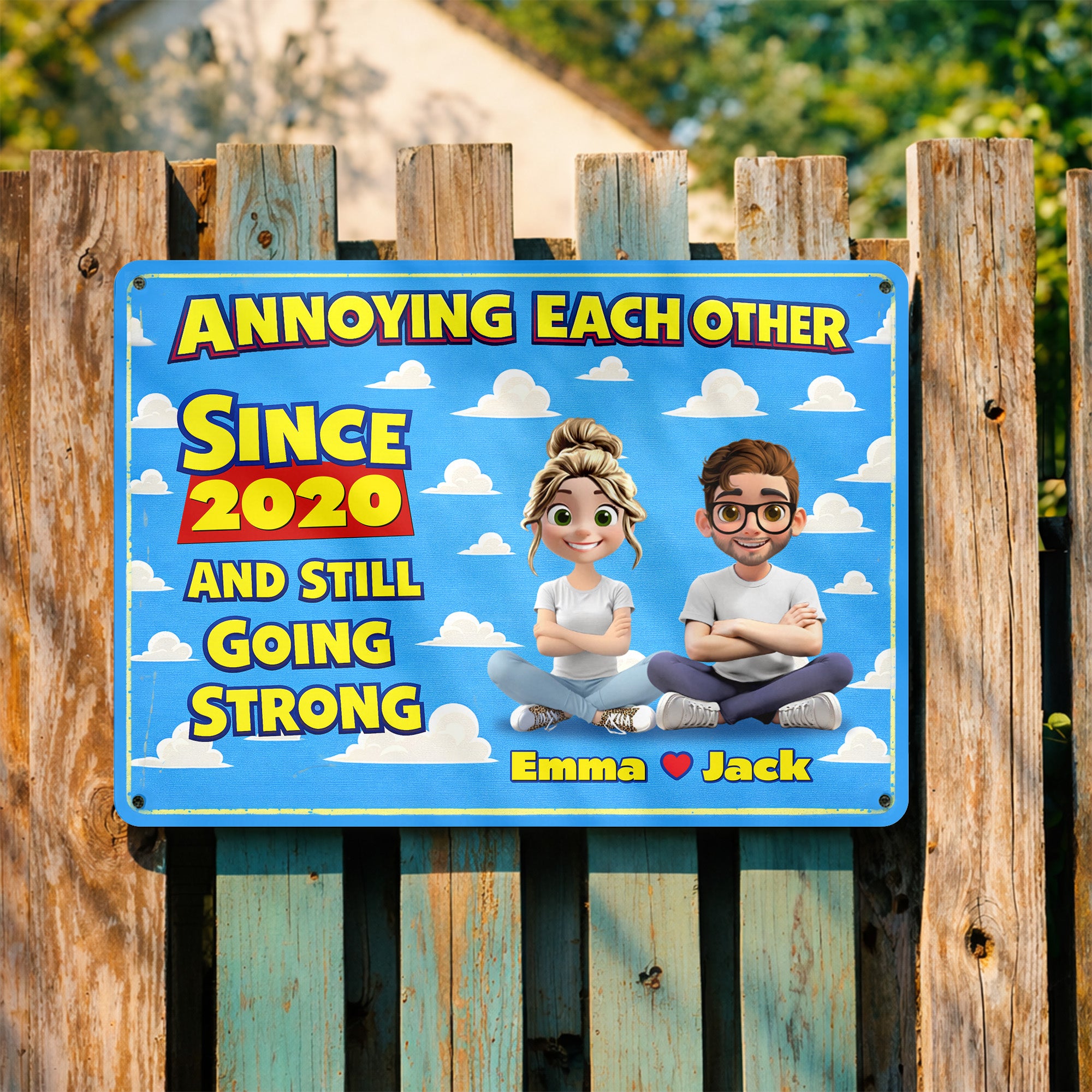 Annoying Each Other Since 2020 With Cartoon Couple, Personalized Metal ...