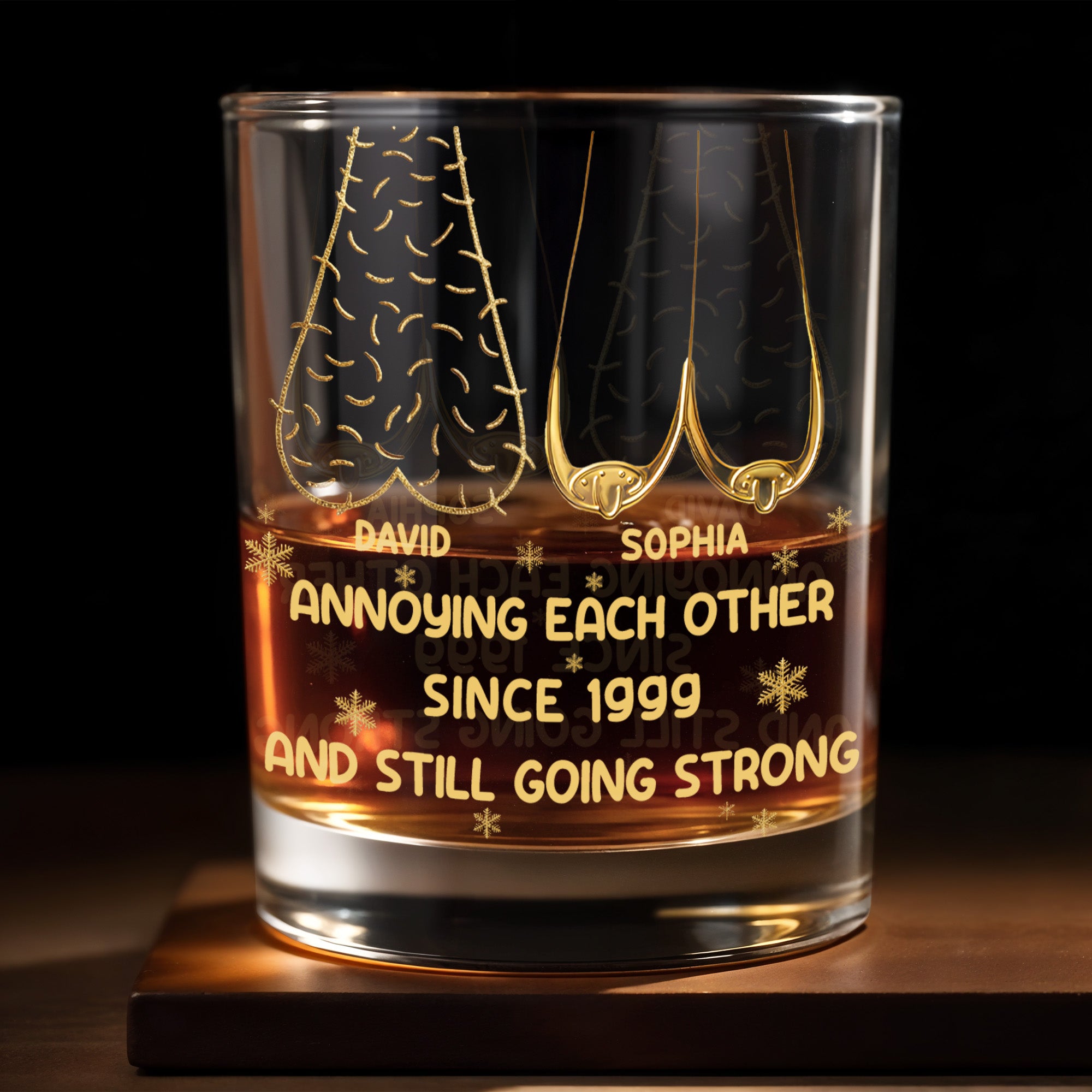 Annoying Each Other Since, Fishing Rods and Fish Design, Whiskey Glass ...