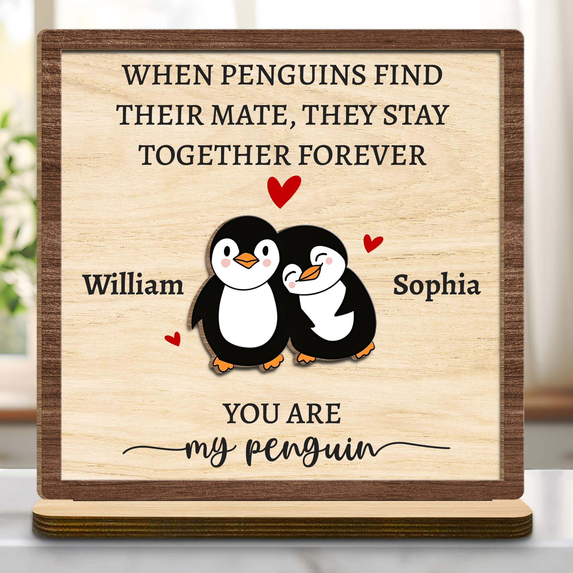 When Penguins Find Their Mate - Partners Personalized Custom Wood ...