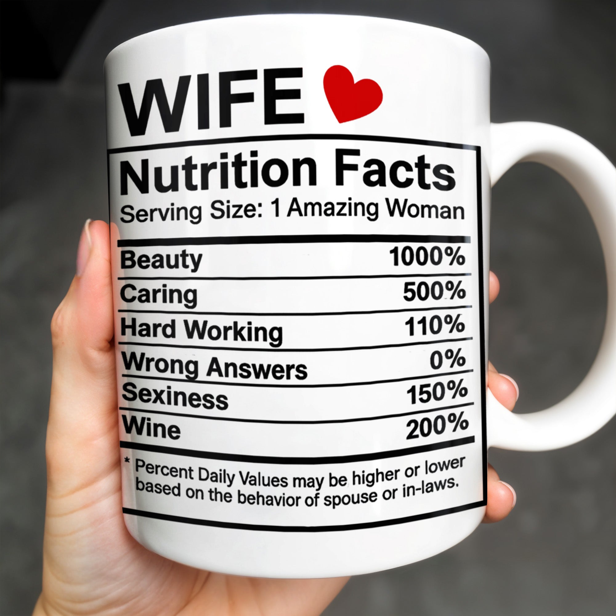 Wife Nutrition Facts Serving Size: 1 Amazing Woman, Personalized Custom ...