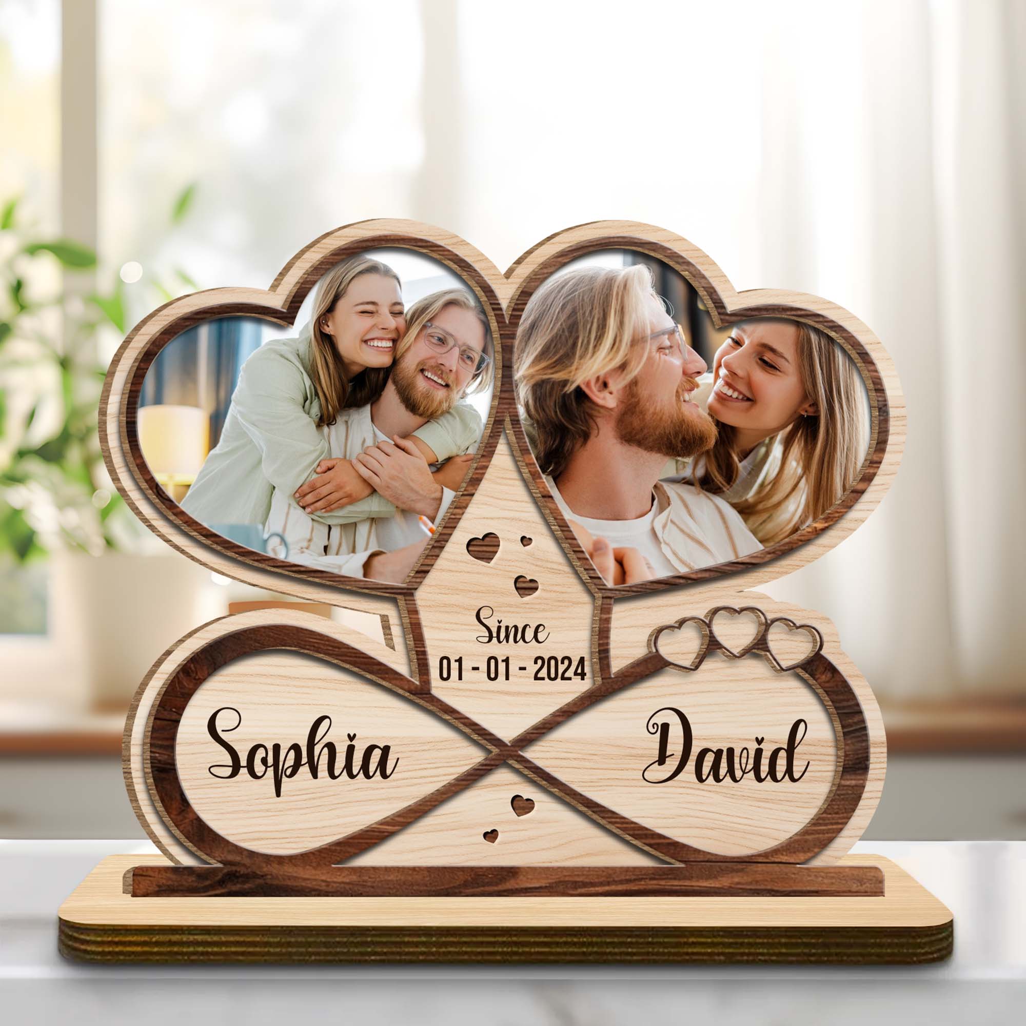 Since [DATE], Custom Heart-Shaped Wood Plaque, Gift For Couples – ALMAGEMS