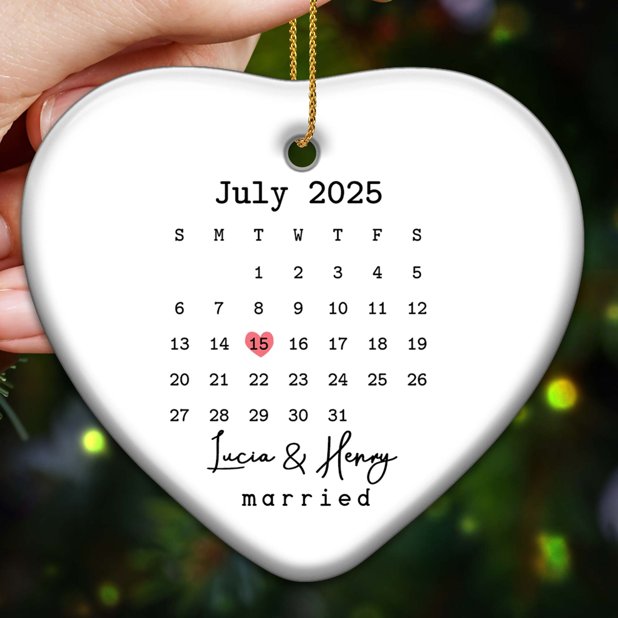 Important Date In Heart,Custom Ceramic Ornament, Gift For Couples ...