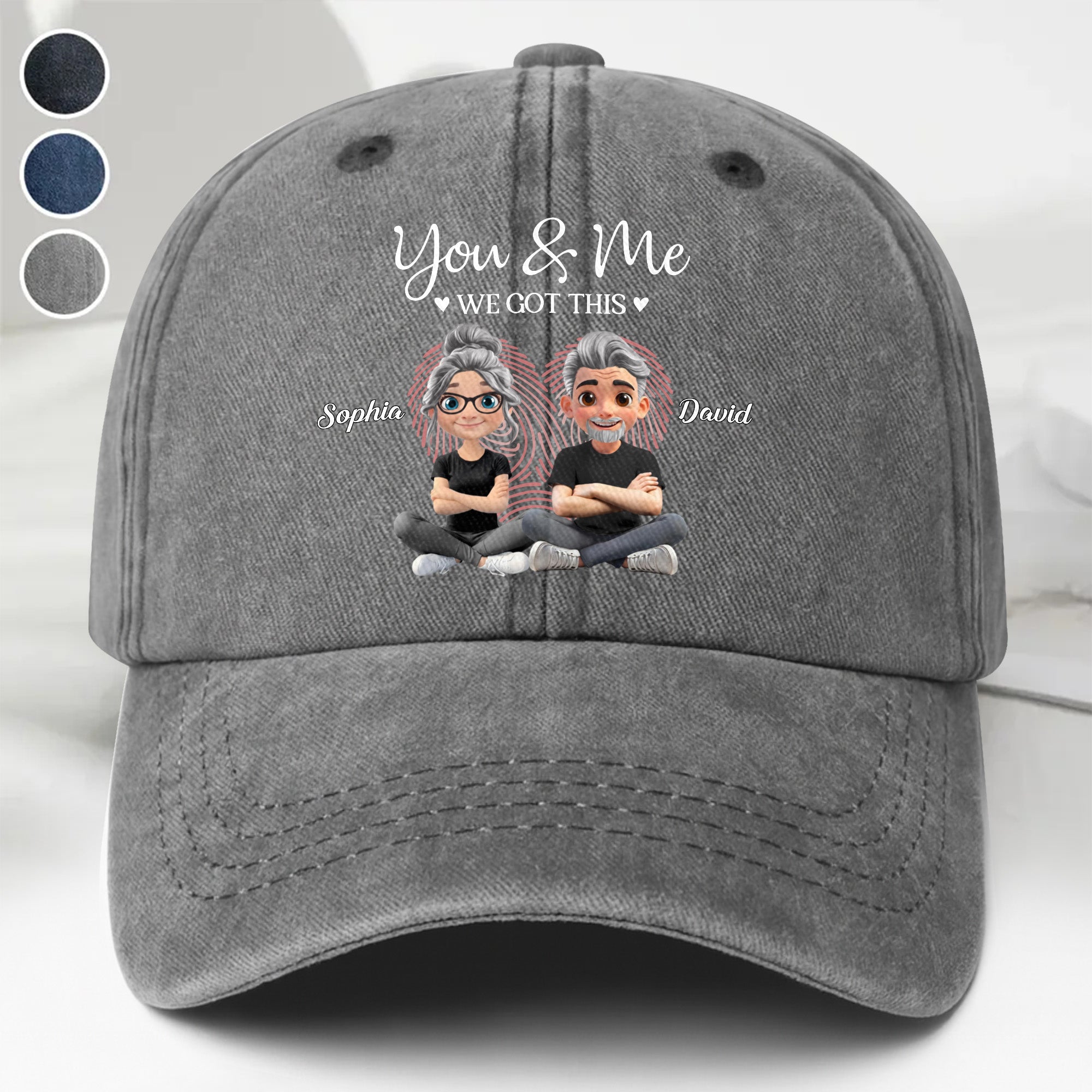 You And Me We Got This Animated Couple,Custom Washed Denim Cap,Gift For ...