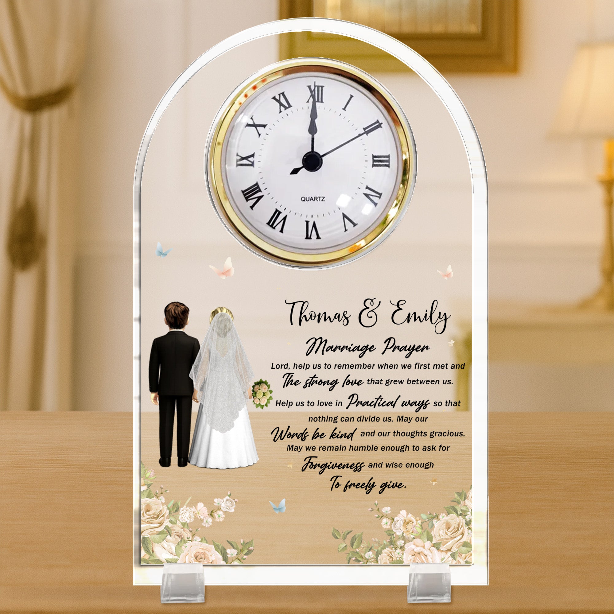 Marriage Prayer, Wedding Couple and Flowers,Personalized Acrylic Desk ...