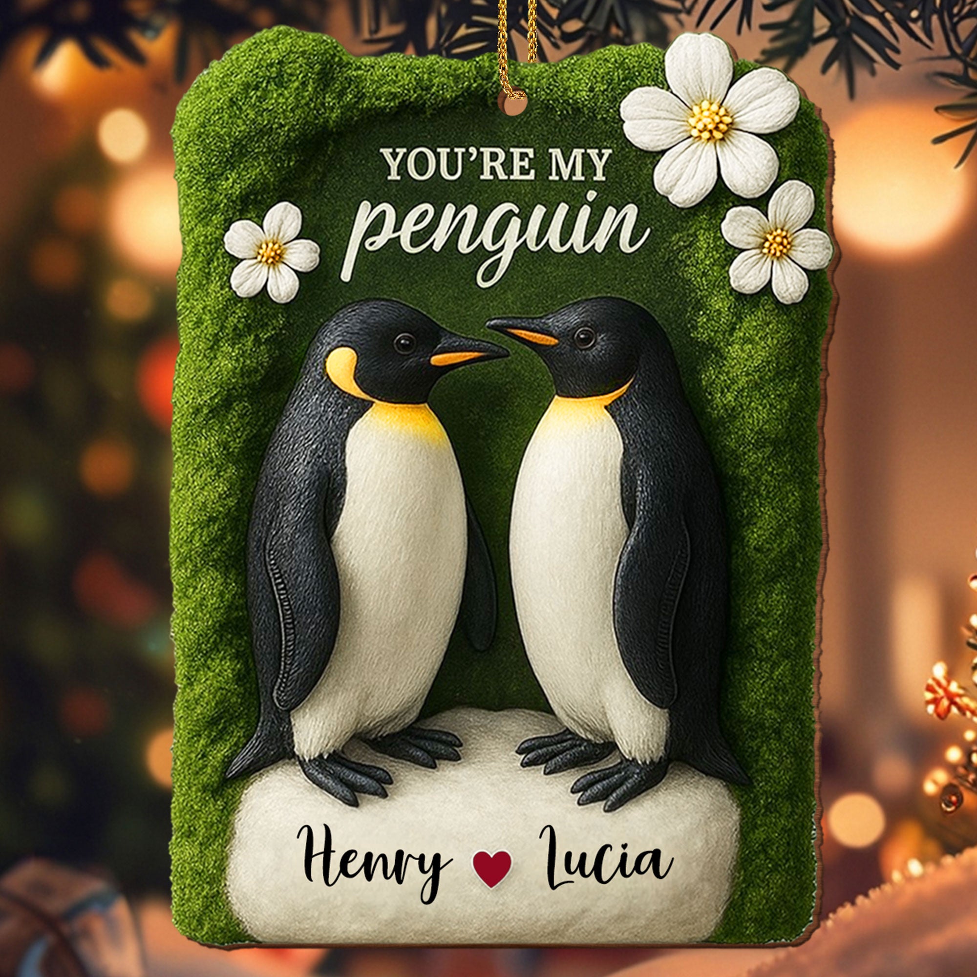 You're My Penguin Featuring Adorable Penguins, Custom Wood Ornament ...