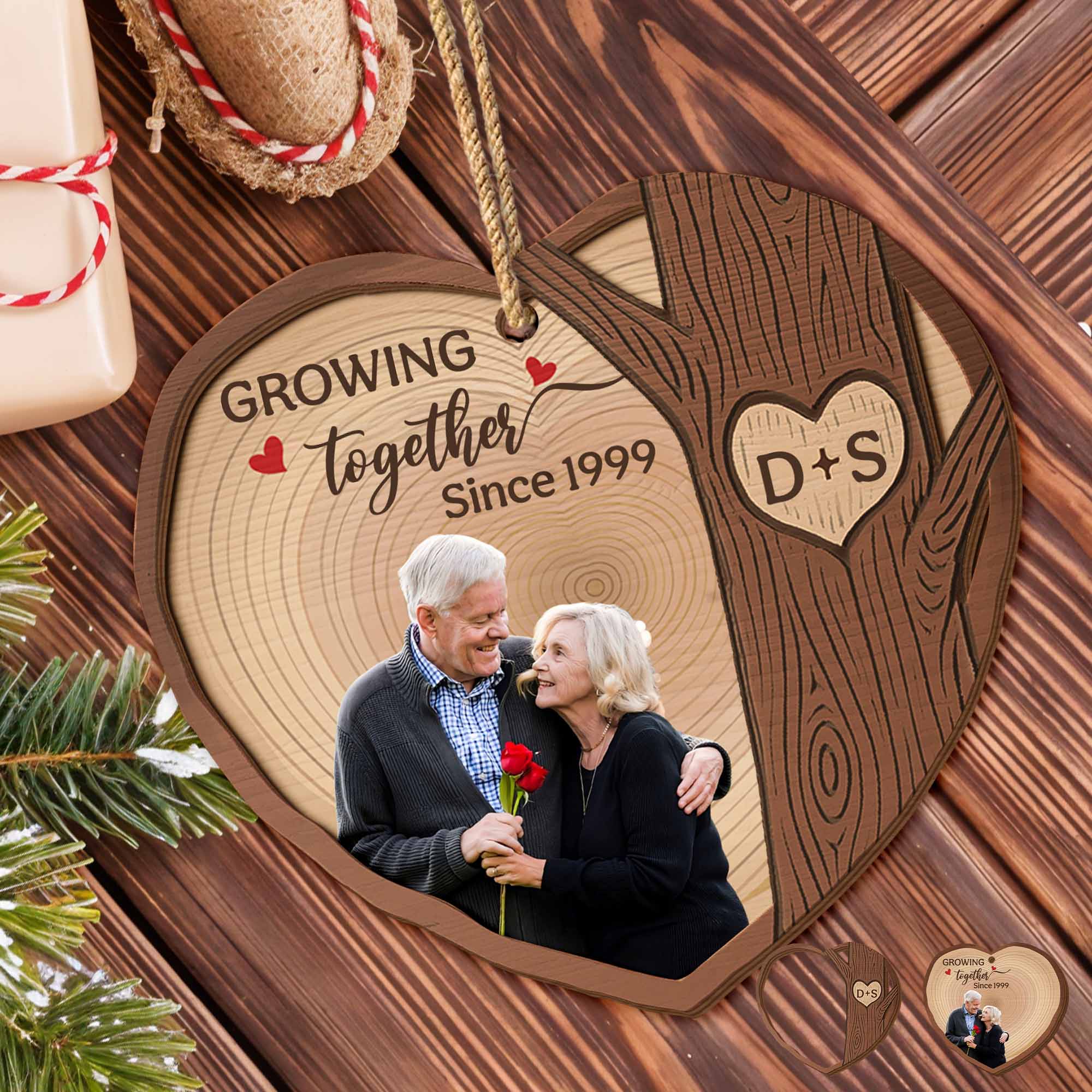Growing Together Since Heart And Tree Design, Personalized Double Layer ...